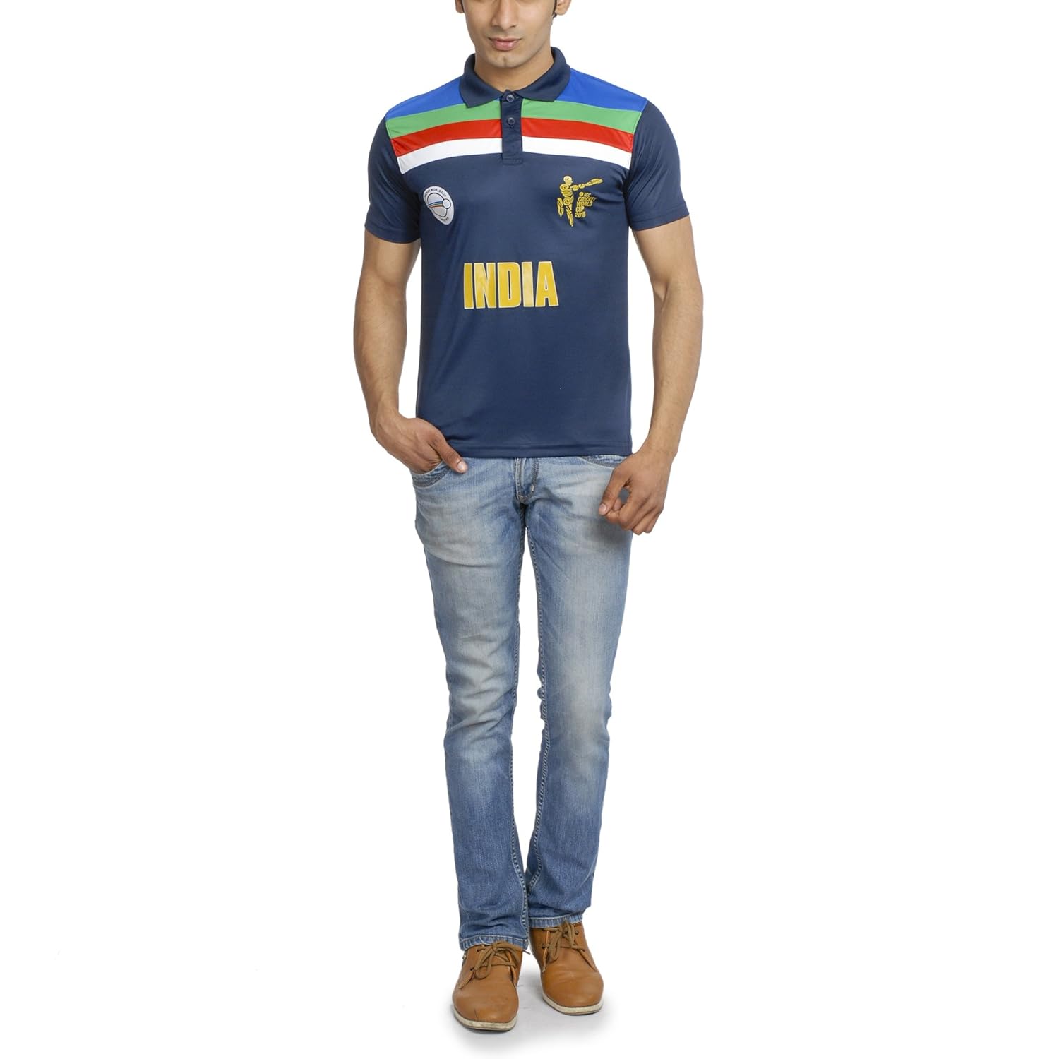 ICC CWC 2015 Retro India Jersey, Men's Medium (India Blue) : Amazon.in ...