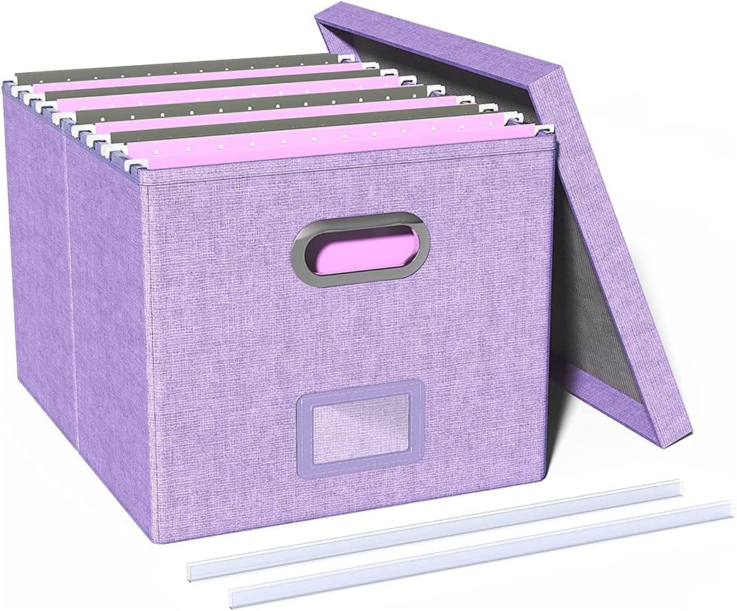 TORASO Linen File Box Organizer with Lid, Letter/Legal Size, File ...