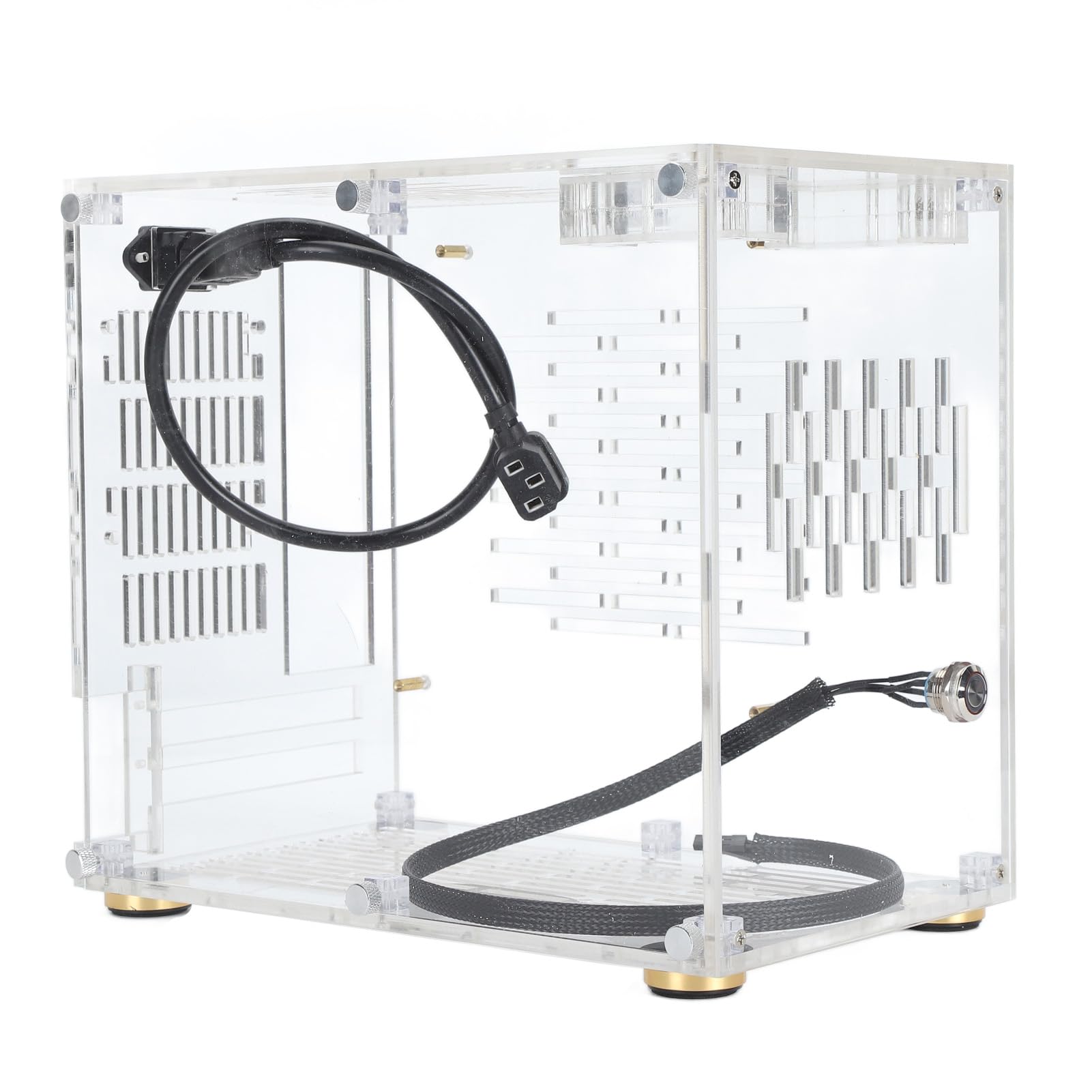 Jiawu Acrylic Mini ITX Case, 360 Degree Open Mini ITX Gaming Case ...