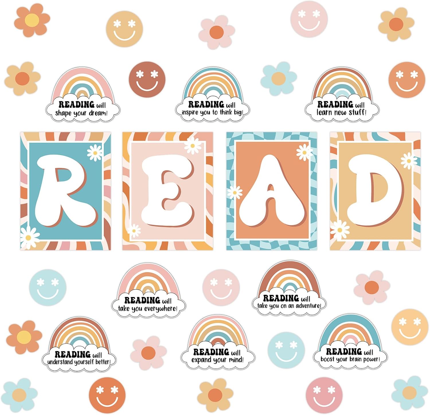 Amazon.com: Reading Classroom Decorations Reading Bulletin Board Poster ...