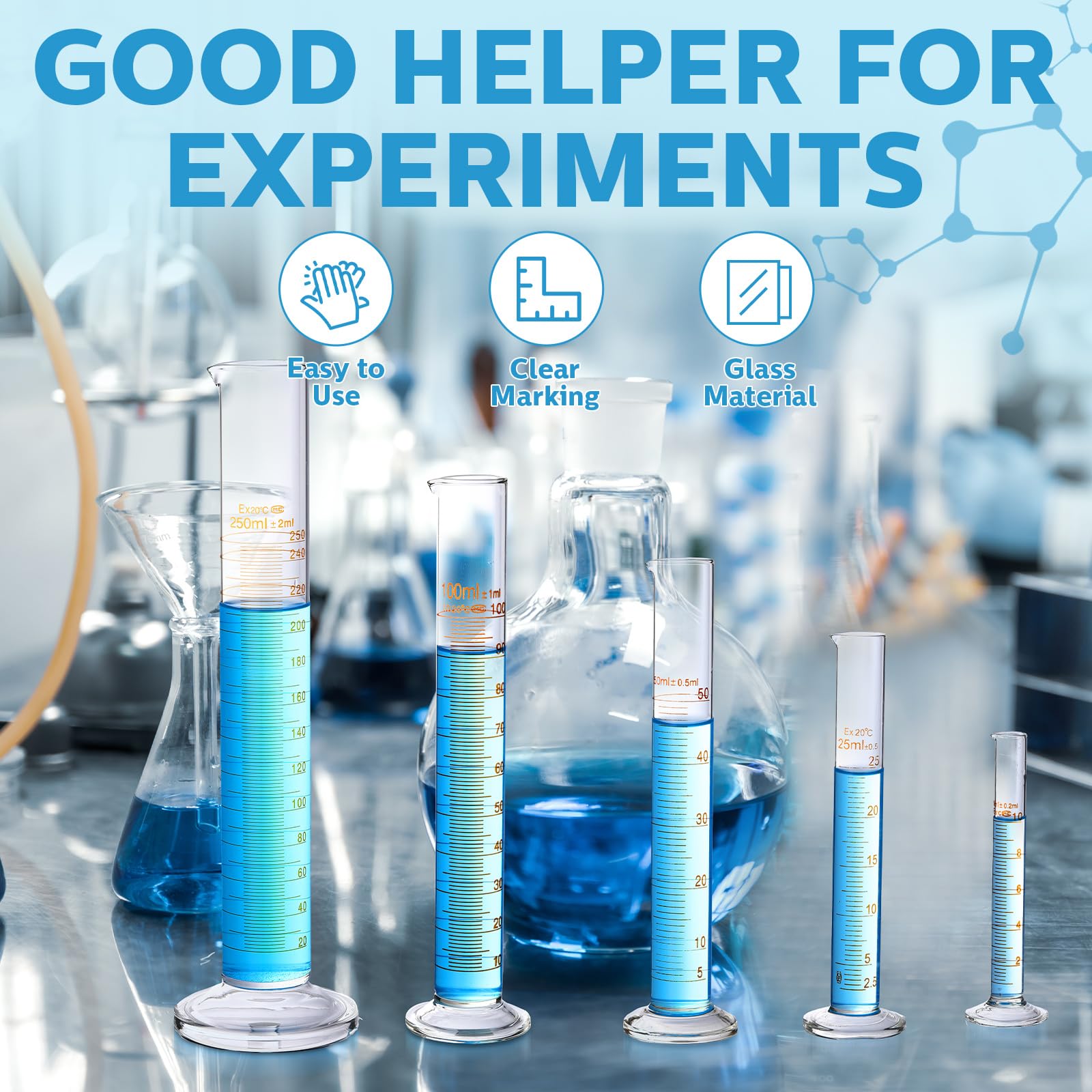 Snapklik.com : Copkim 5 Pcs Glass Graduated Cylinder Metric Scale ...