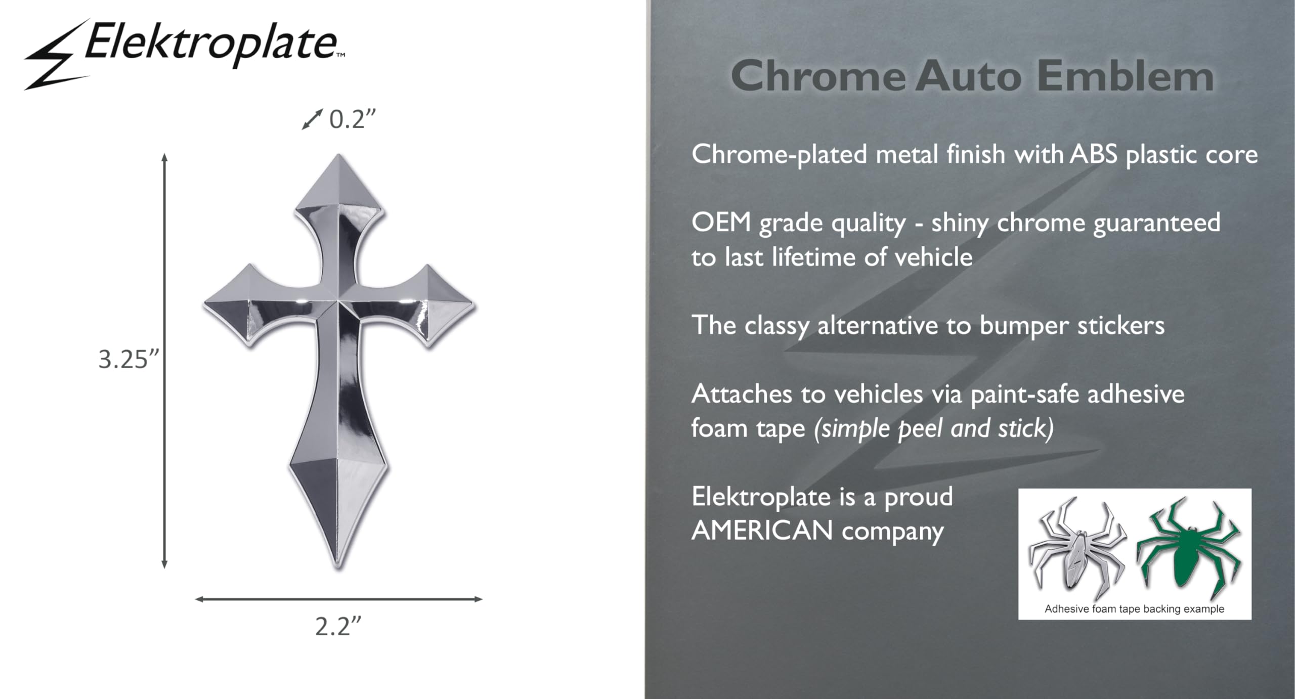 Snapklik.com : Elektroplate Pointed Cross OEM Chrome Emblem For Cars