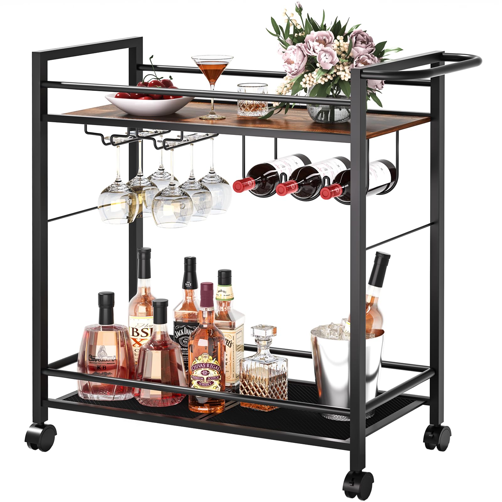 Amazon.com - Joaxswe Bar Cart,Home Bar Serving Cart with Storage ...