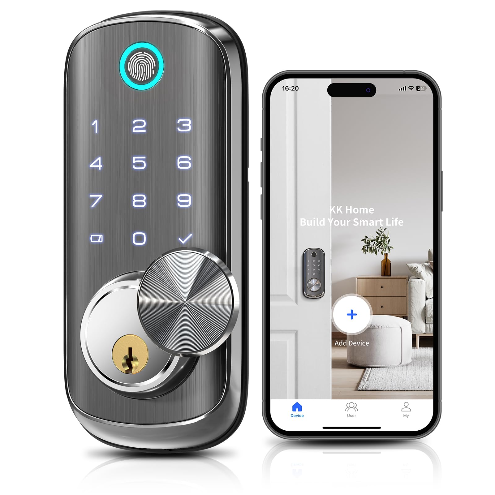 WiFi Smart Door Lock - TEEHO Fingerprint Keyless Entry Lock for Front ...