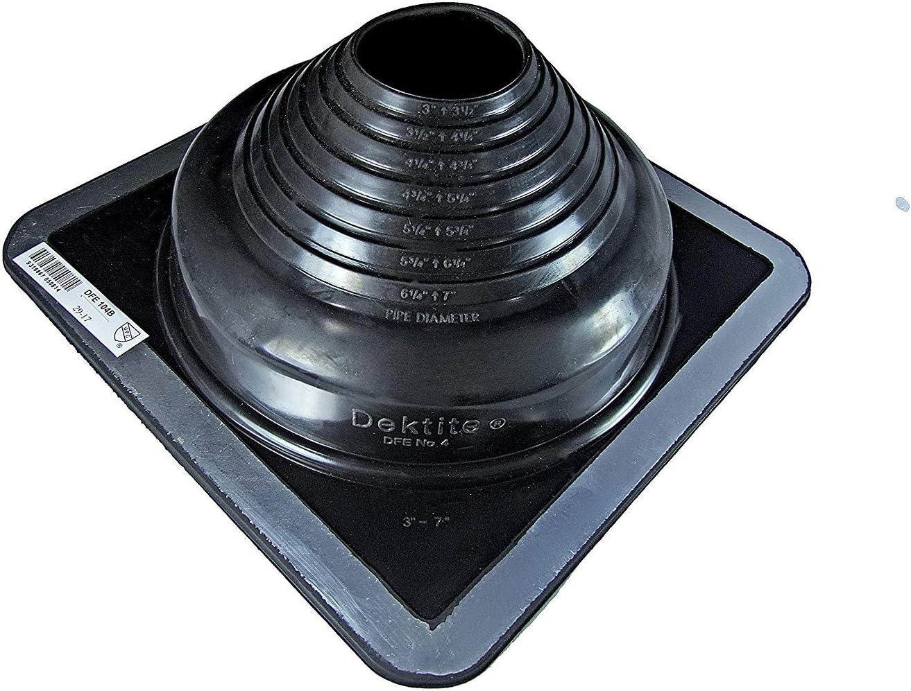 DEKTITE Round Base Pipe Flashing Boot: #802 (RF802G) RETROFIT Gray EPDM ...