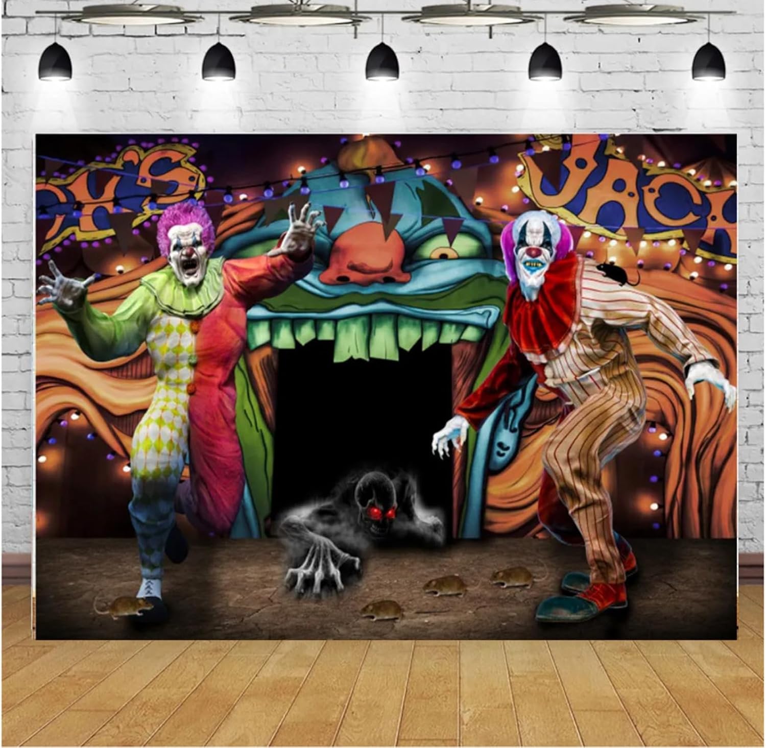 Amazon.com : Halloween Horror Circus Photography Background Evil Clown ...