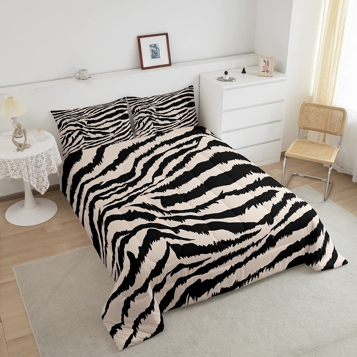 Queen Size Bedding With Matching Zebra Print Wallpaper Border Levtex
