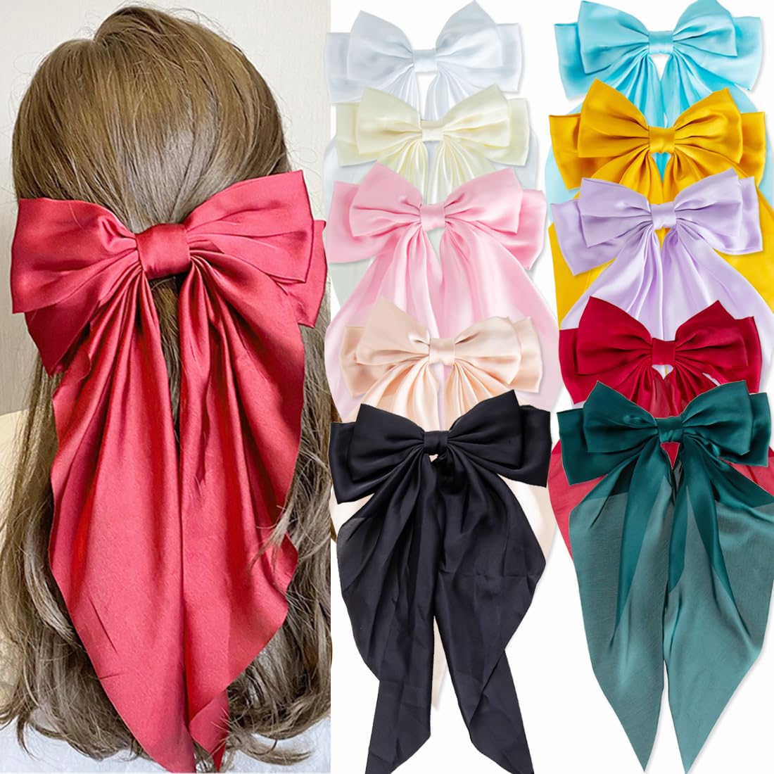 Amazon.com : 10 PCS Hair Bows,Hair Bows for Women,Hair Ribbons ...