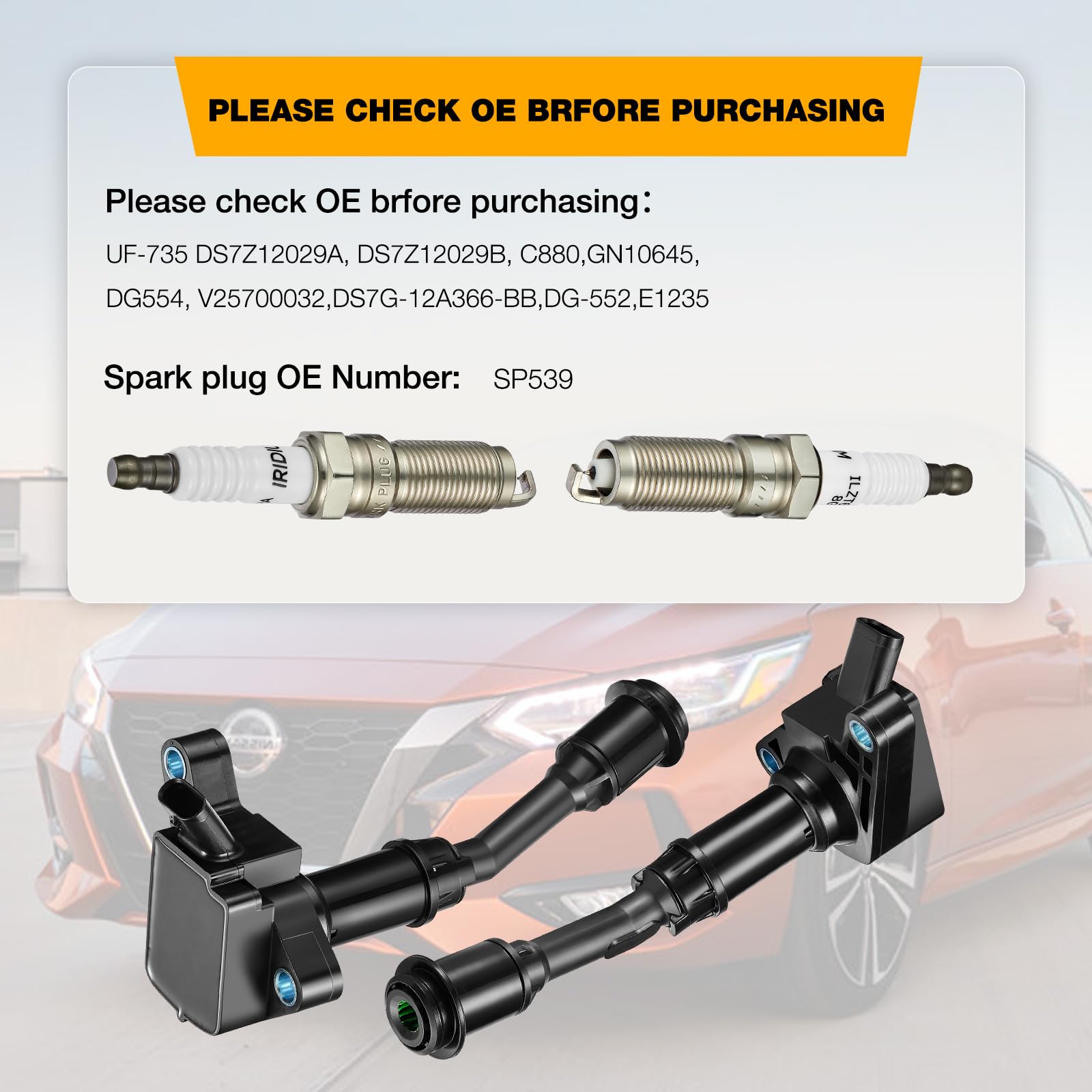 BDFHYK Ignition Coil Pack UF-735 and Iridium Spark Plugs SP539 ...