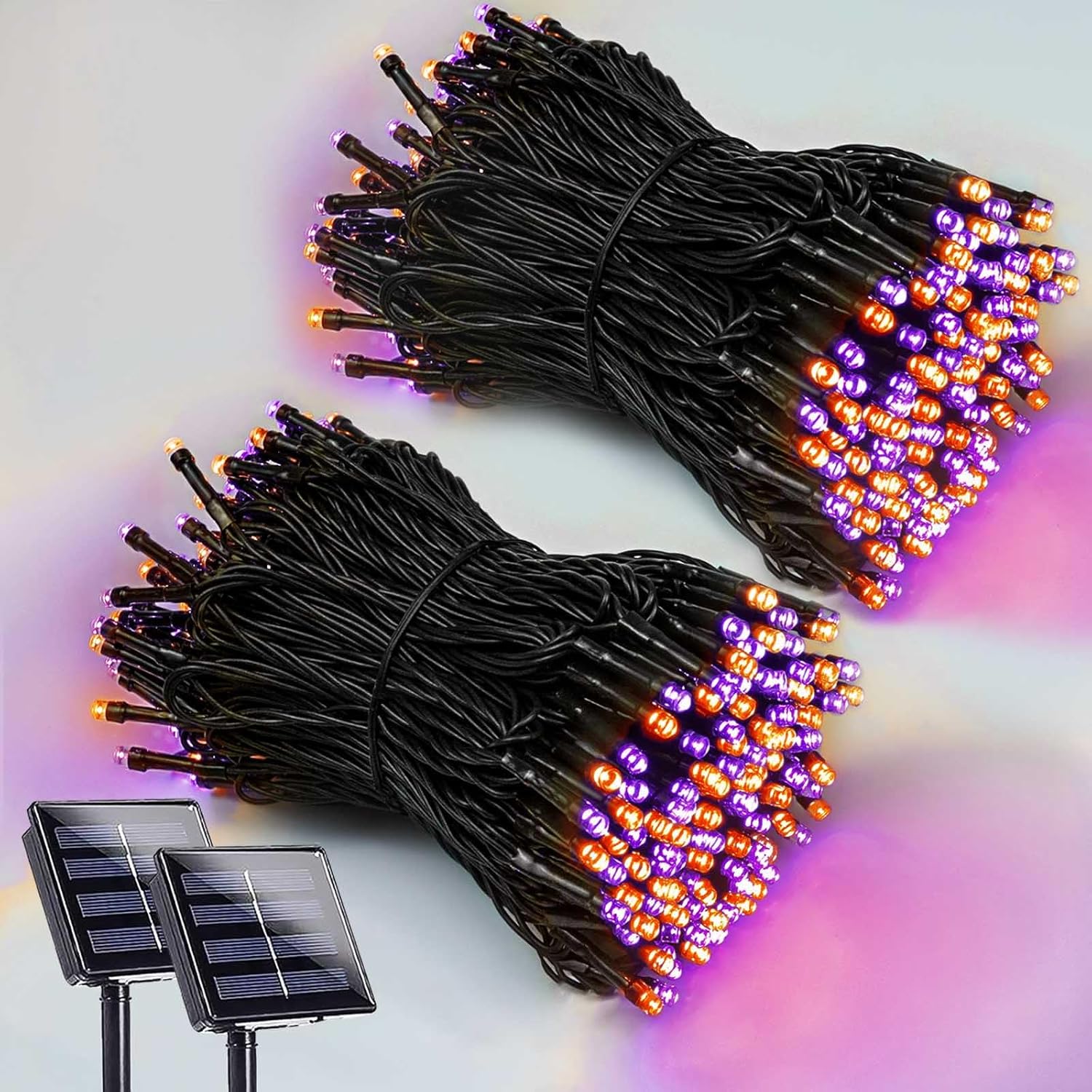 2 Pack 200 LED Solar Halloween Lights Outdoor Waterproof, Solar String ...