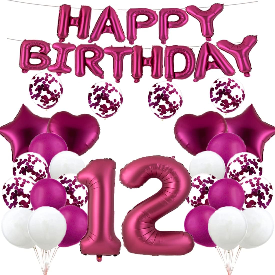 Amazon.com: GLZLMM 12th Birthday Balloon 12th Birthday Decorations ...