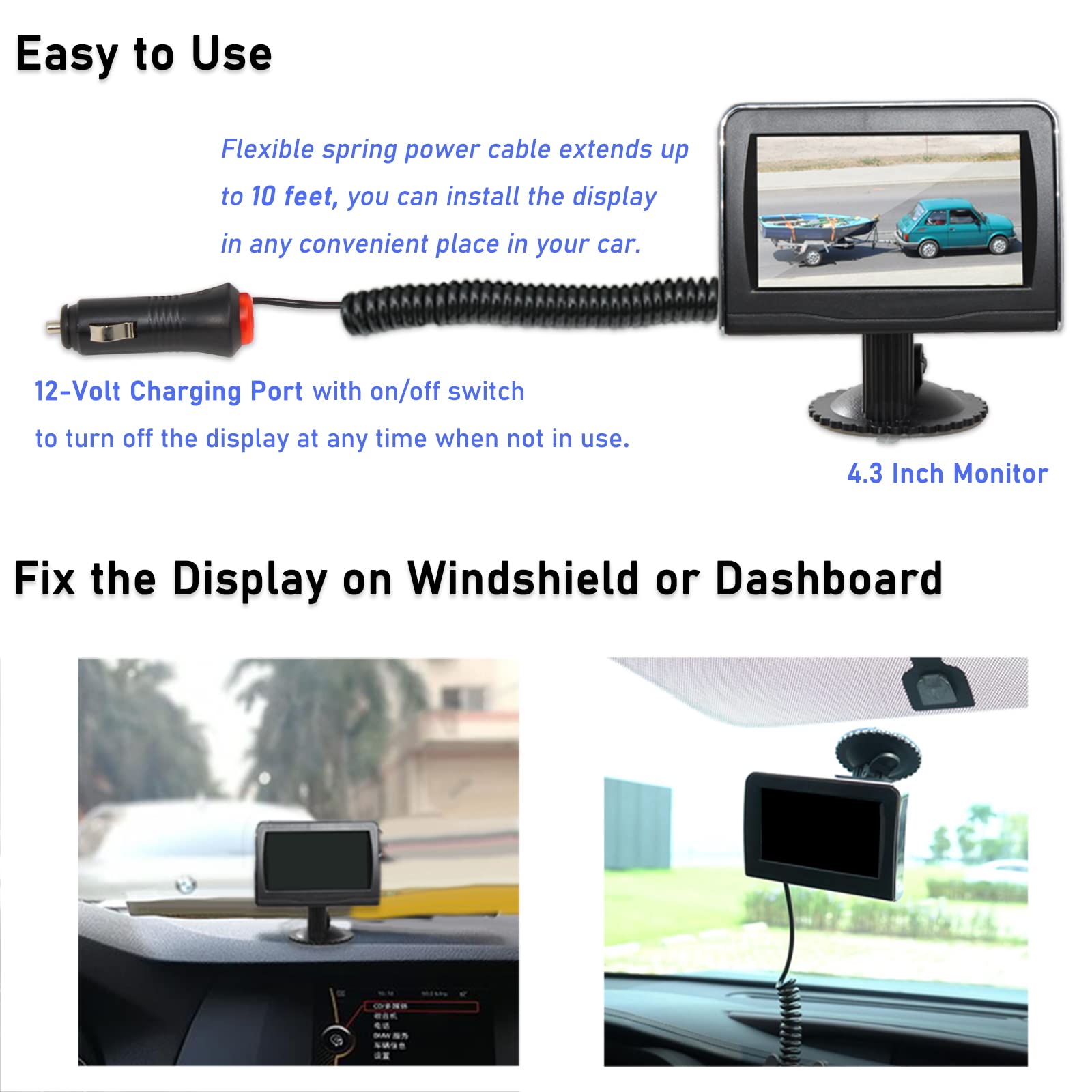 Buy EWAY WiFi Wireless Magnetic Hitch Camera Backup Rear View 4.3 inch ...