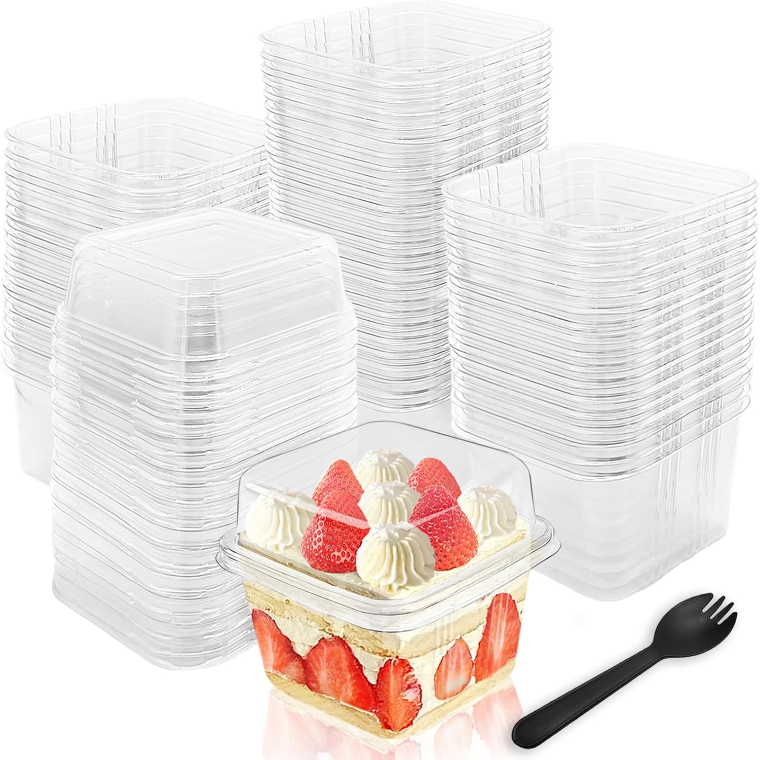 Amazon.com | Qyyiguf 100 Pcs Plastic Dessert Cups with Lids and Spoons ...