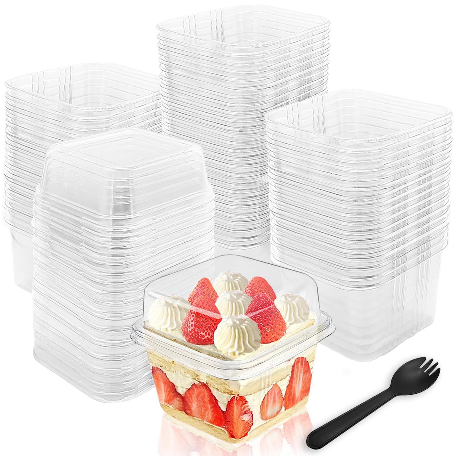 Amazon.com | Qyyiguf 100 Pcs Plastic Dessert Cups with Lids and Spoons ...