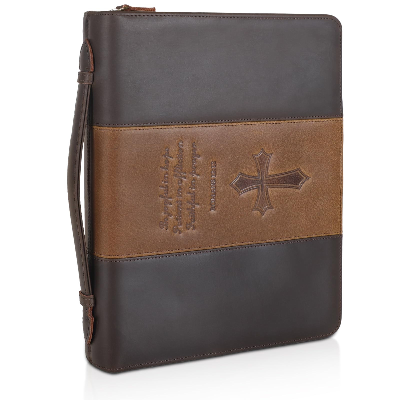 Amazon.com: Polare Full Grain Leather Bible Case Book Protective Holder ...