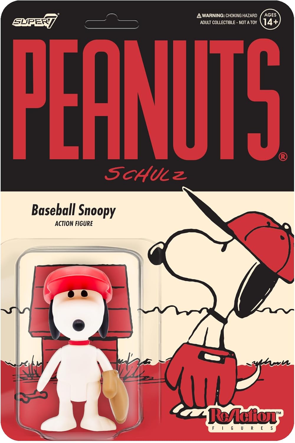 Amazon.com: Super7 Peanuts Baseball Snoopy - 3.75 in Scale Reaction ...