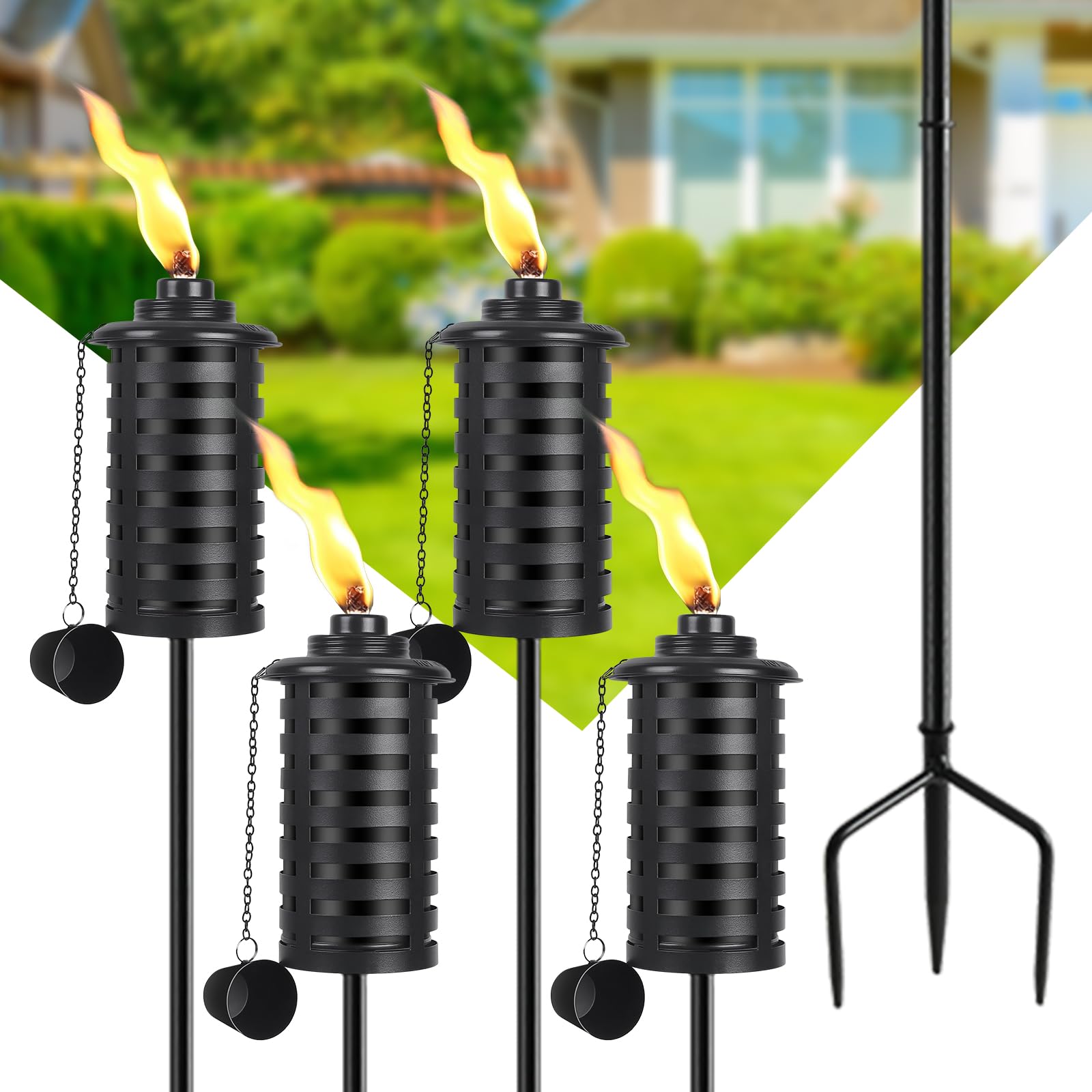 SNOGSWOG Citronella Torches for Outside Set of 4, 16 Oz Outdoor Garden ...