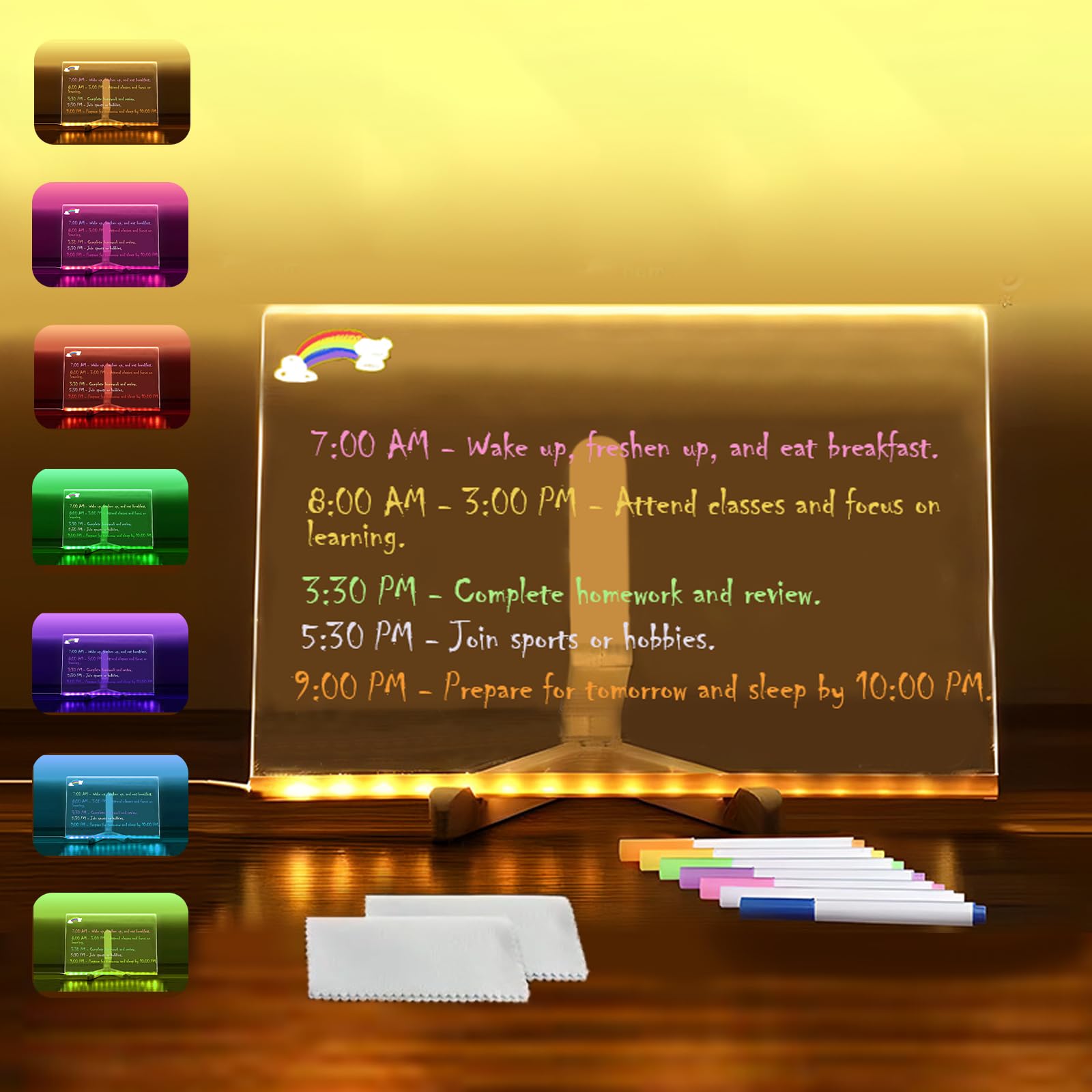 Amazon.com: Acrylic Dry Erase Board with Light, 7-Color Neon Glow Memo ...