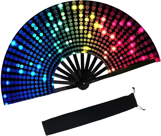Amazon.com: dmjuncong Large Folding Hand Rave Fan,Clack Handheld Pride ...