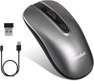 LeadsaiL Wireless Silent USB Mouse for Laptop Cordless Rechargeable ...