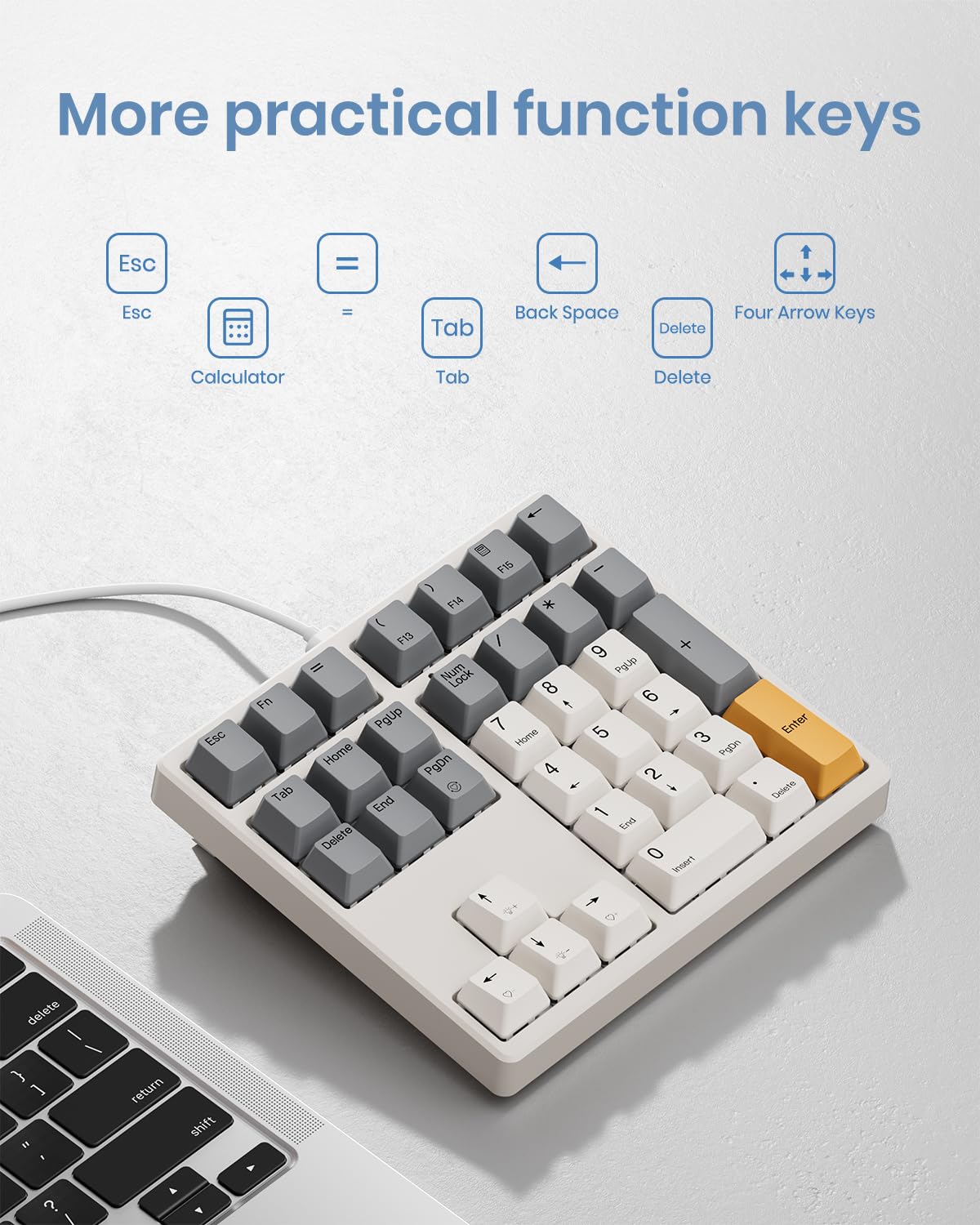 Number Pad Keyboard Mechanical Numeic Keypad, 34 Keys Wied USB Numbe ...