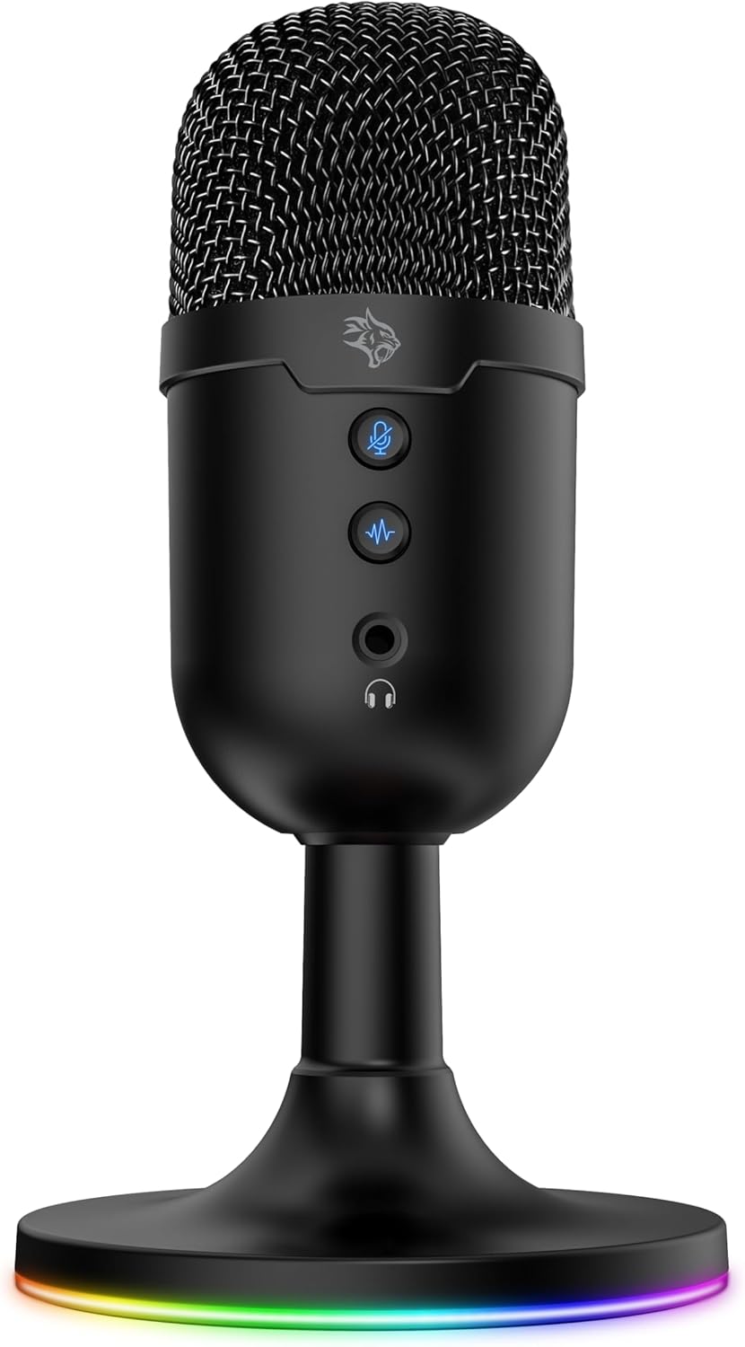 Amazon.com: Porodo Gaming Omni-Directional Microphone, RGB Lights Stand ...