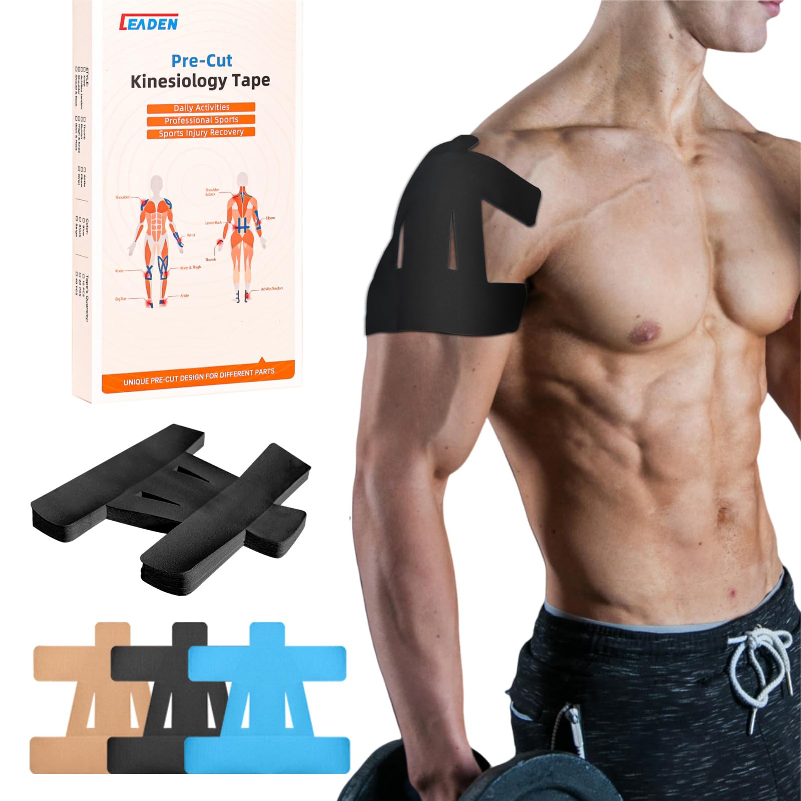 Amazon.com: IEADEN Precut Kinesiology Tape for Shoulder, 10 Pcs ...