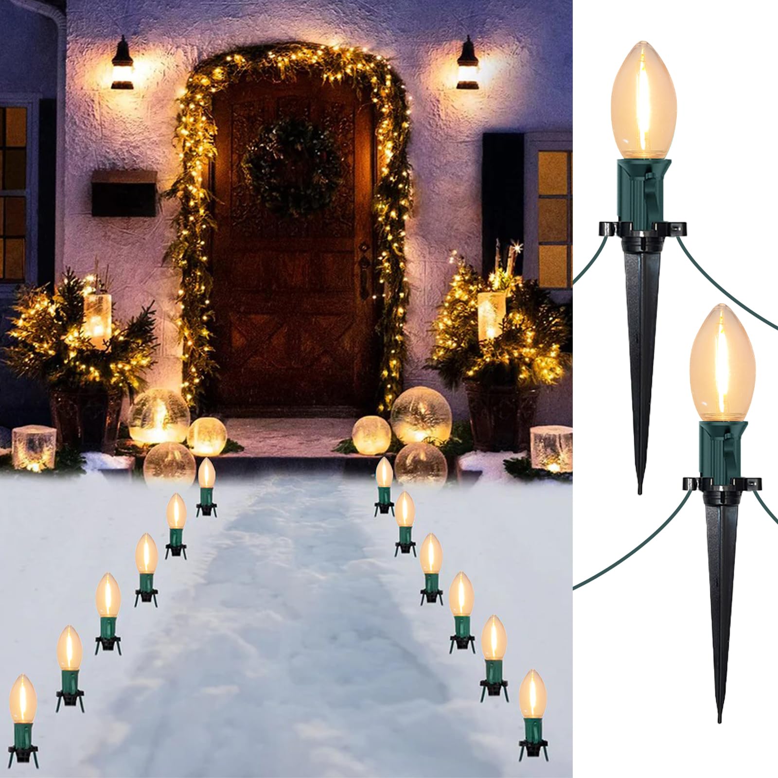 Amazon.com : C9 Christmas String Lights Outdoor - 38FT Marker Stake ...