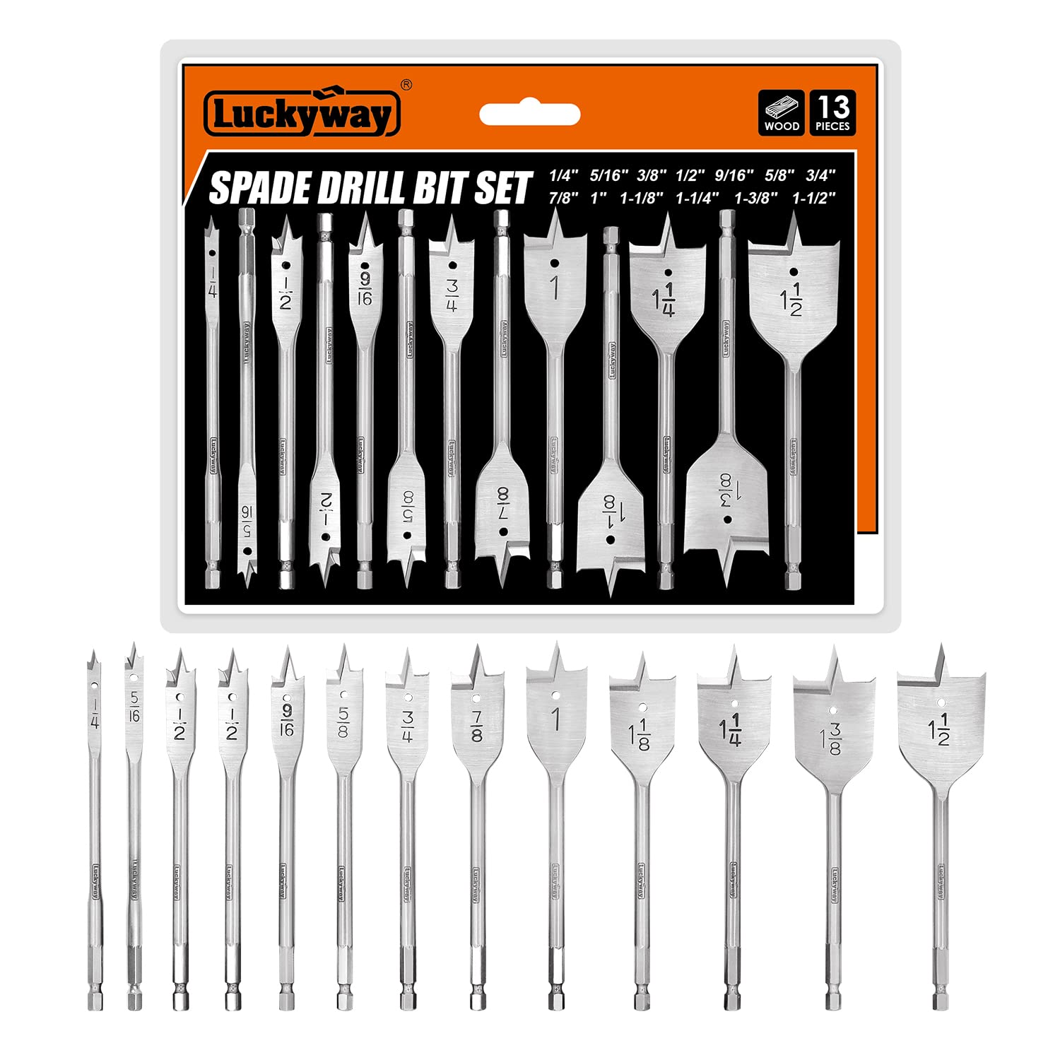Snapklik.com : Spade Drill Bits Set, Paddle Flat Bits 1/4 Inch To 1-1/2 ...