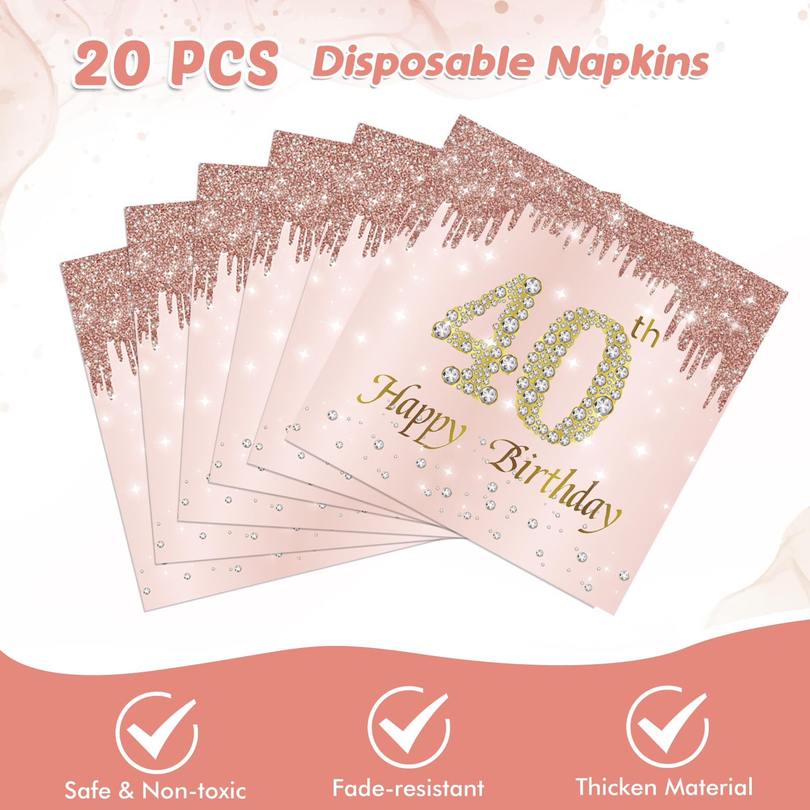 Snapklik.com : 40th Birthday Decorations For Women, Rose Gold Forty ...