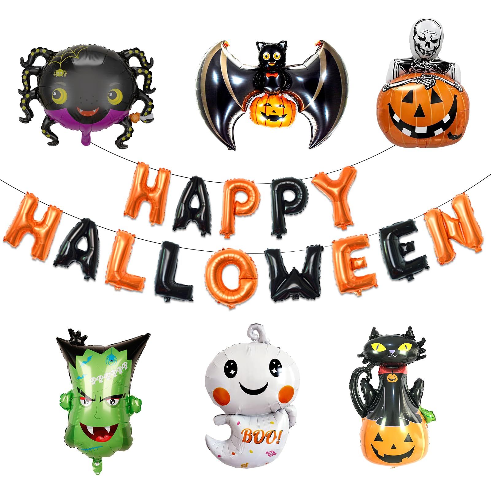 Snapklik.com : Happy Halloween Foil Balloons Decorations, Spider Bat ...