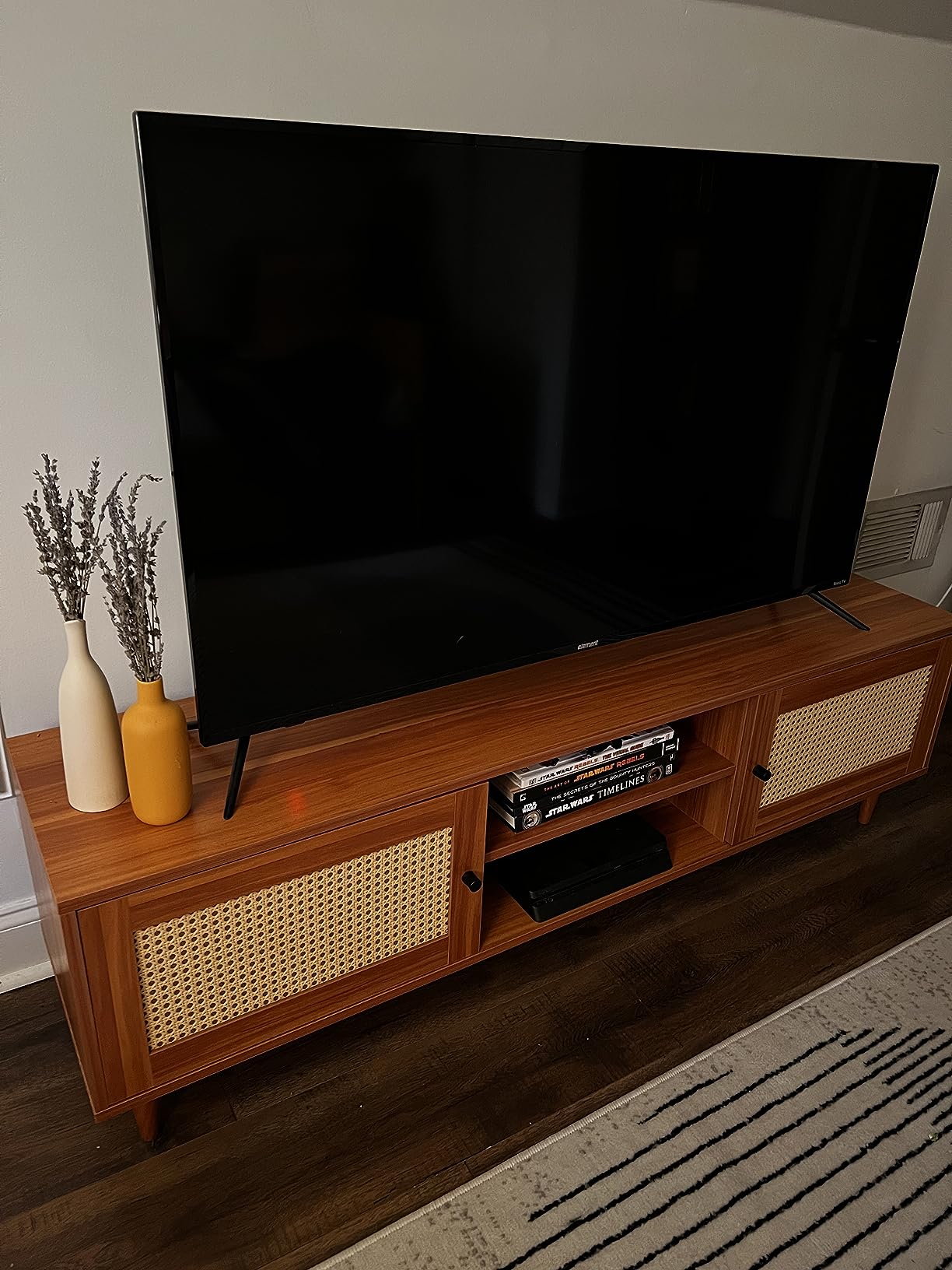 $28/mo - Finance EasyCom TV Stand for 65 inch TV, Farmhouse Rattan ...