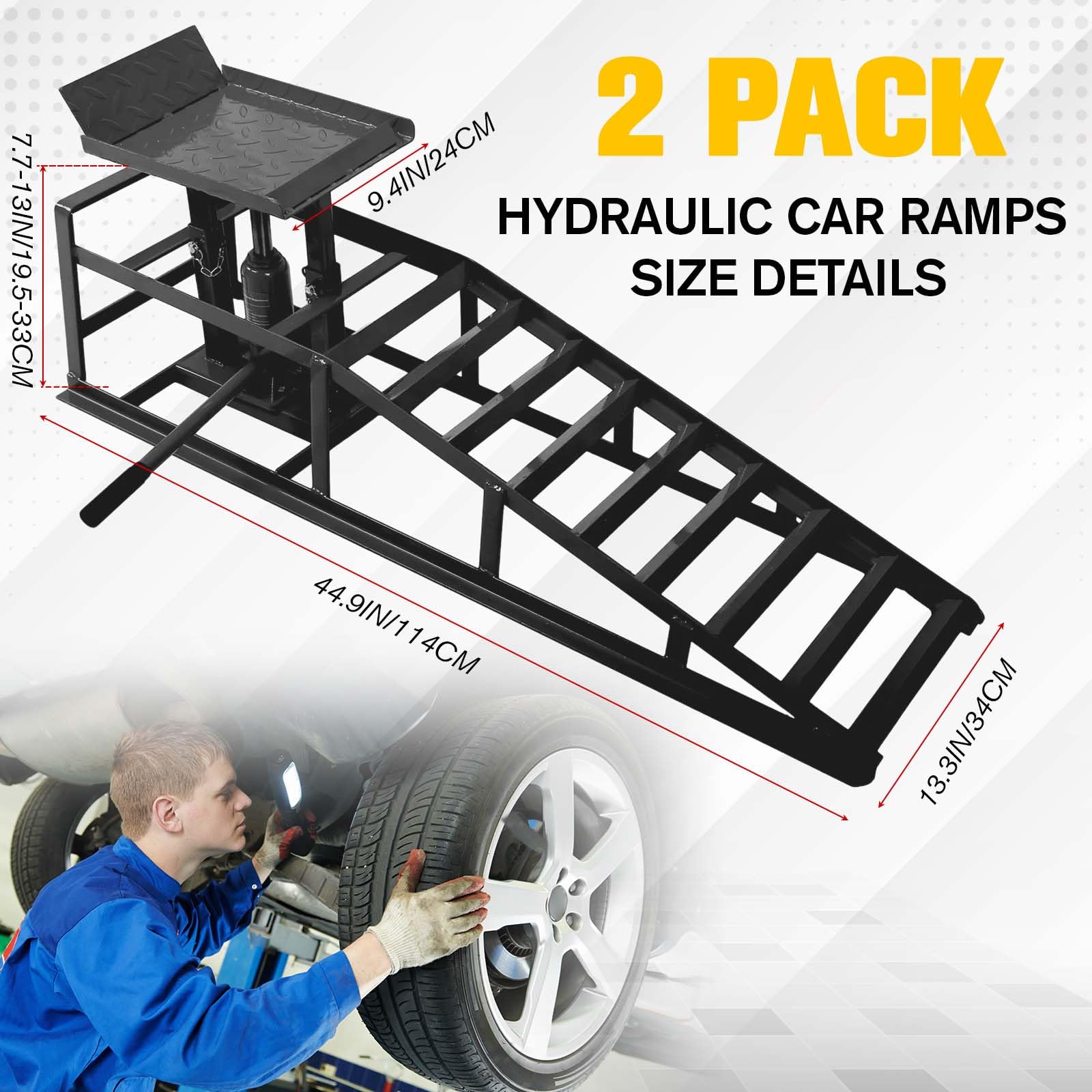 Snapklik.com : 2 Pack Hydraulic Car Ramps 6T 12000lbs,Low Profile Truck ...