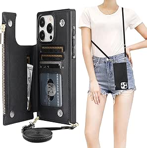 Amazon.com: Bocasal Crossbody Wallet Case for iPhone 15 Pro Max with RFID Blocking Card Slot ...