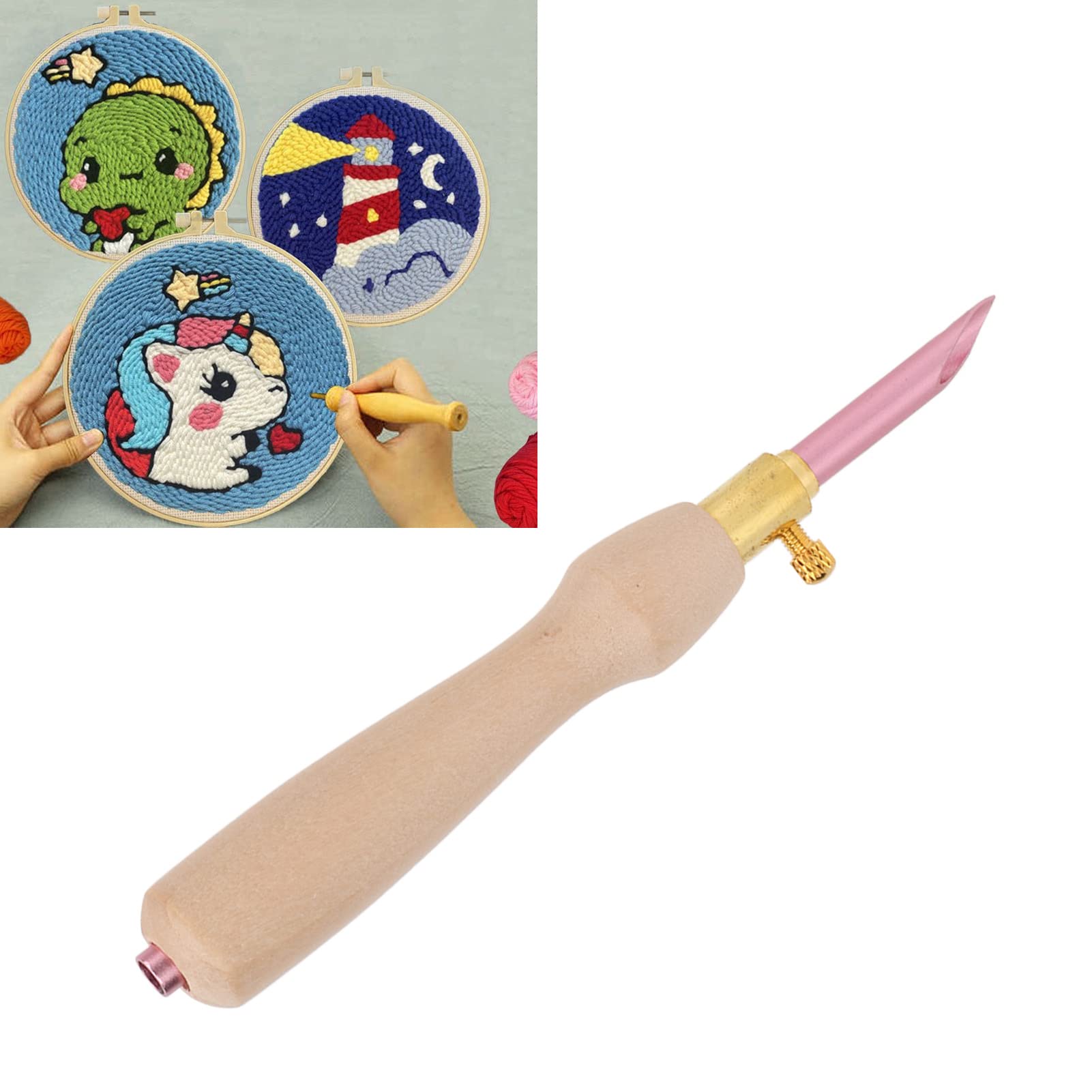 Punch Needle Kit, Wooden Handle Embroidery Pen, Easy Interchangeable ...