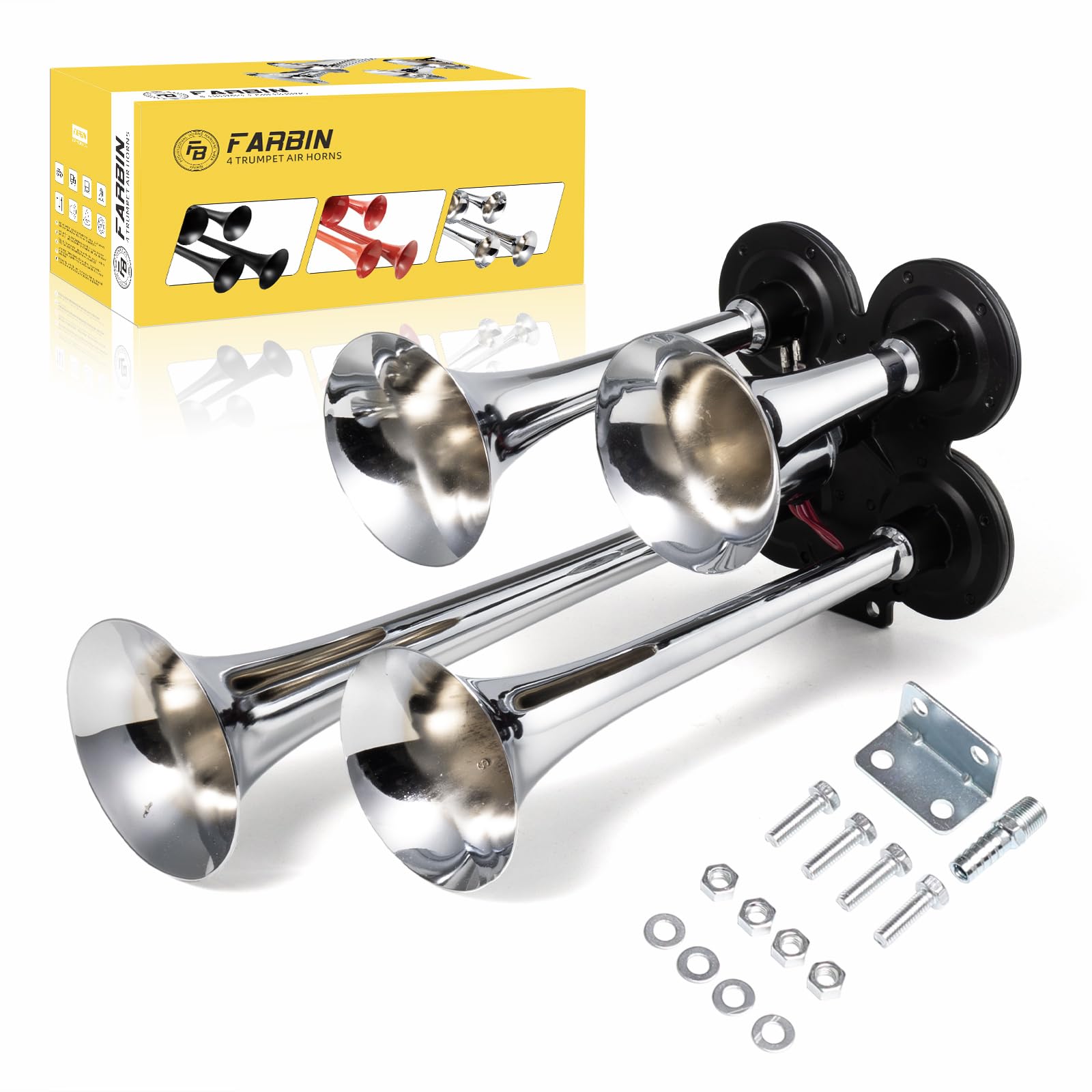 Snapklik.com : FARBIN Truck Air Horn 178DB 4 Trumpet Train Horn 12V/24V ...