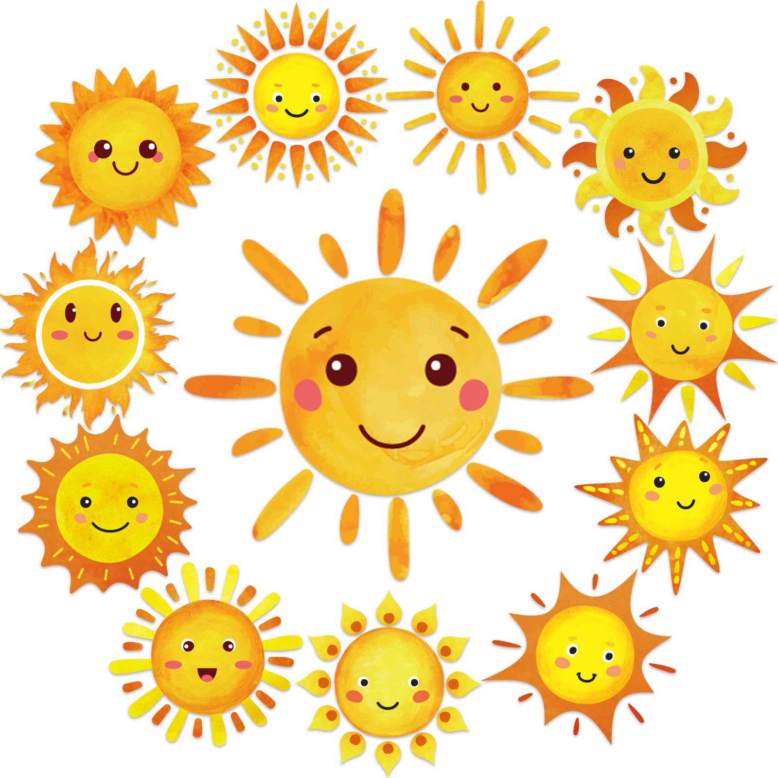 Amazon.com: gisgfim 60 Pcs Sunshine Decorations Sun Cutouts 12 Designs ...