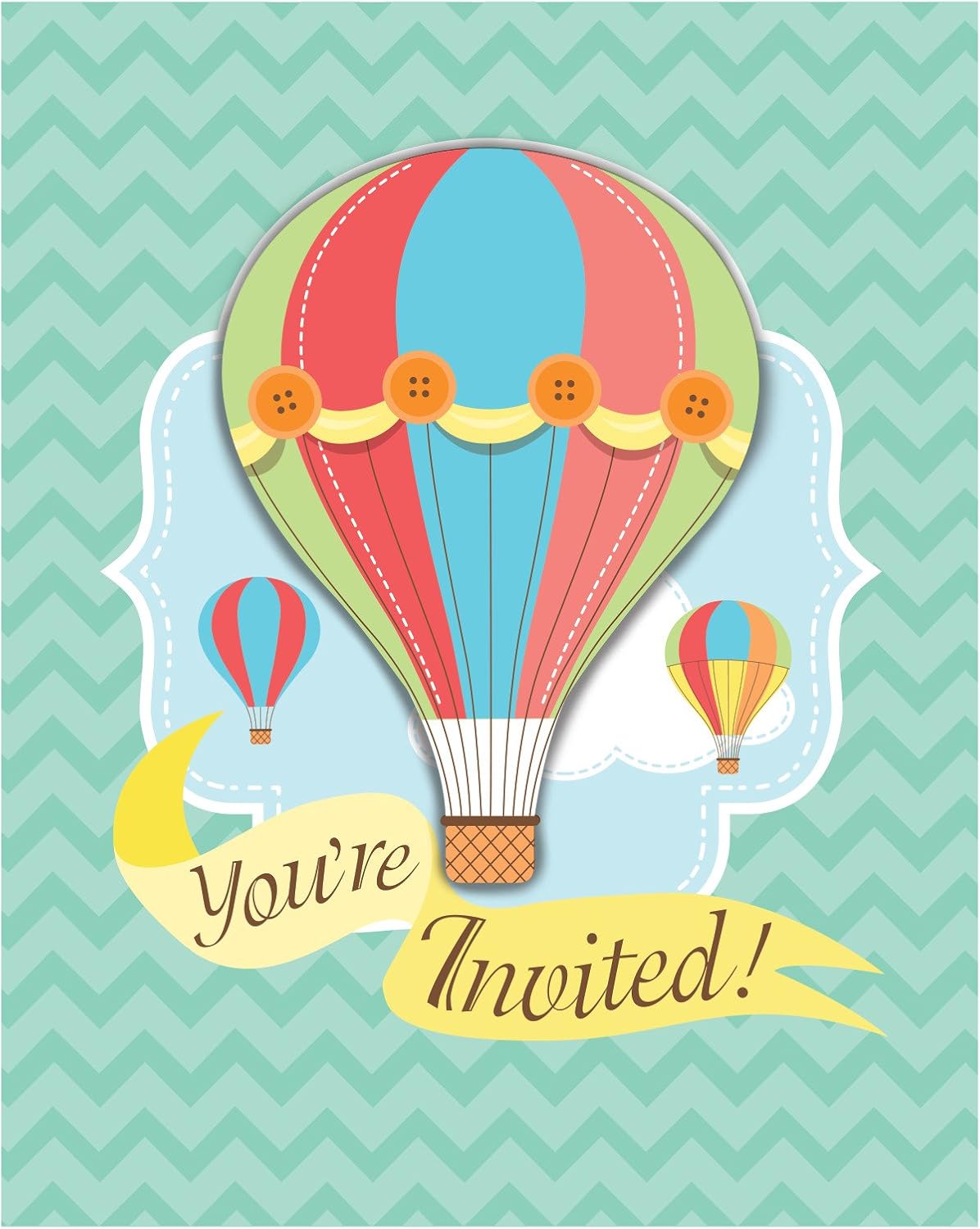 Amazon.com: Creative Converting, Away Hot Air Balloon Invitations ...