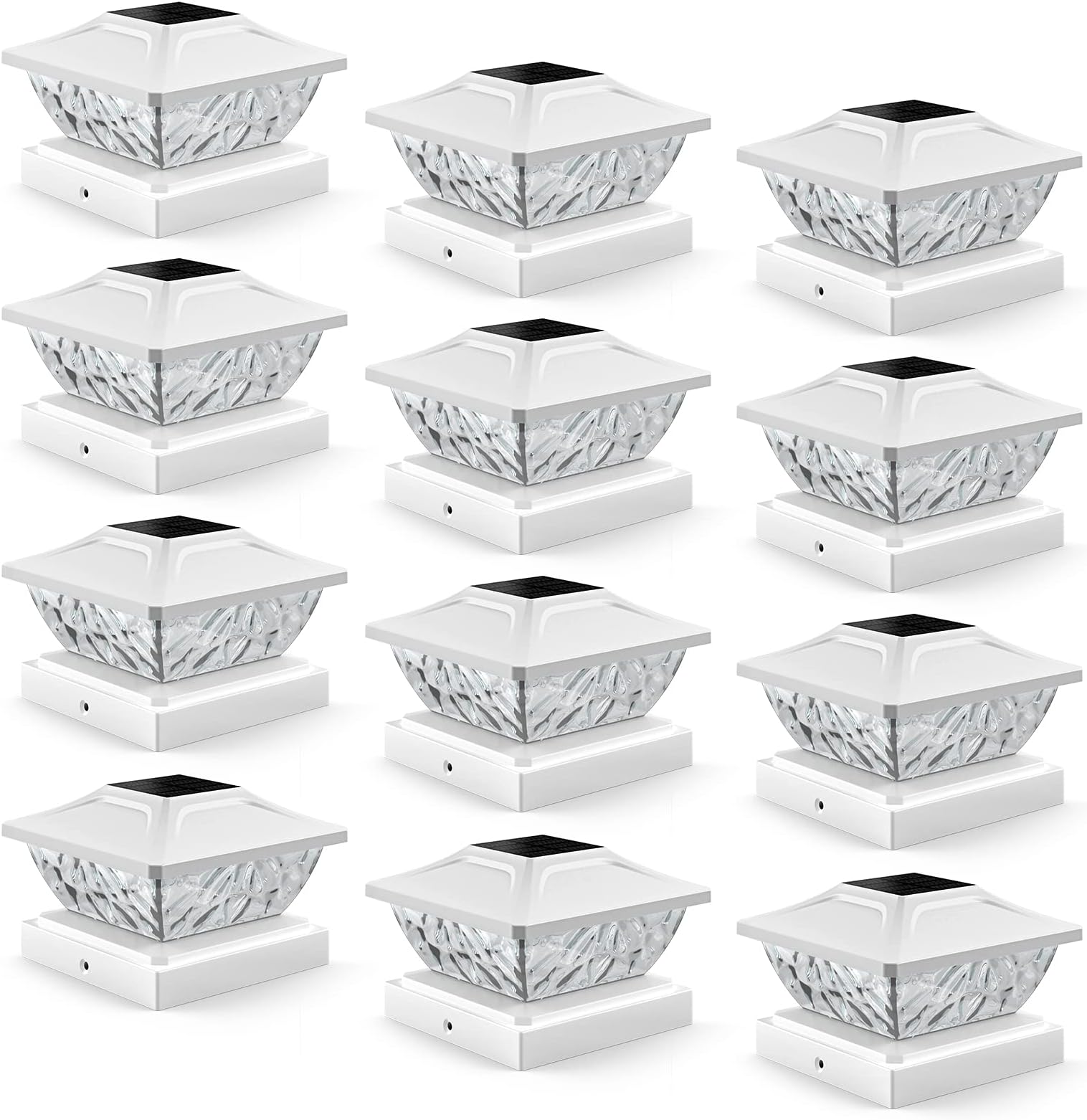ENSLI 12 Pack Solar Post Cap Lights, 2 Mode Bright Solar Post Lights ...