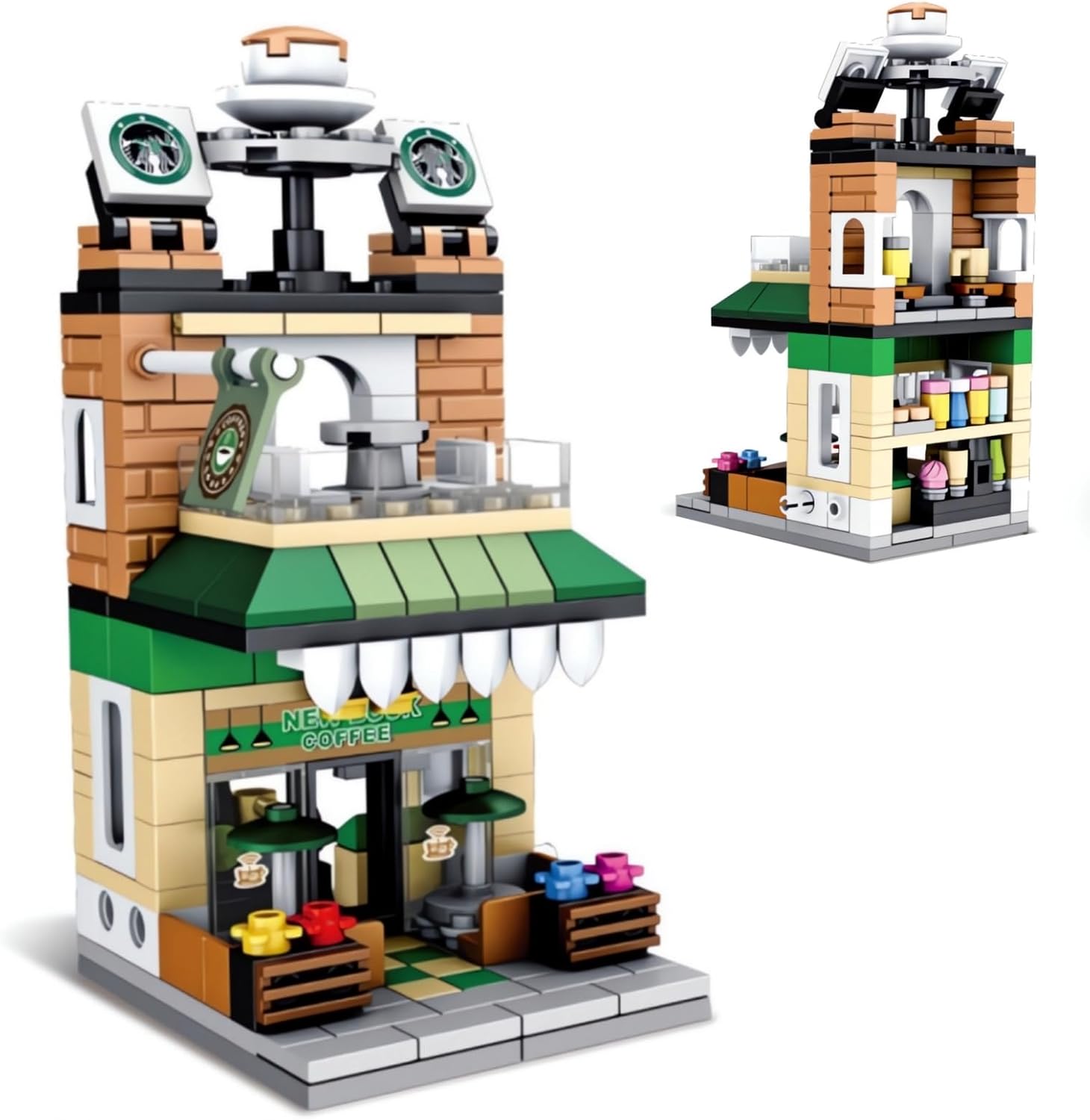Amazon.com: WULOBOOI City Coffee Shop Street View Building Sets, Mini ...