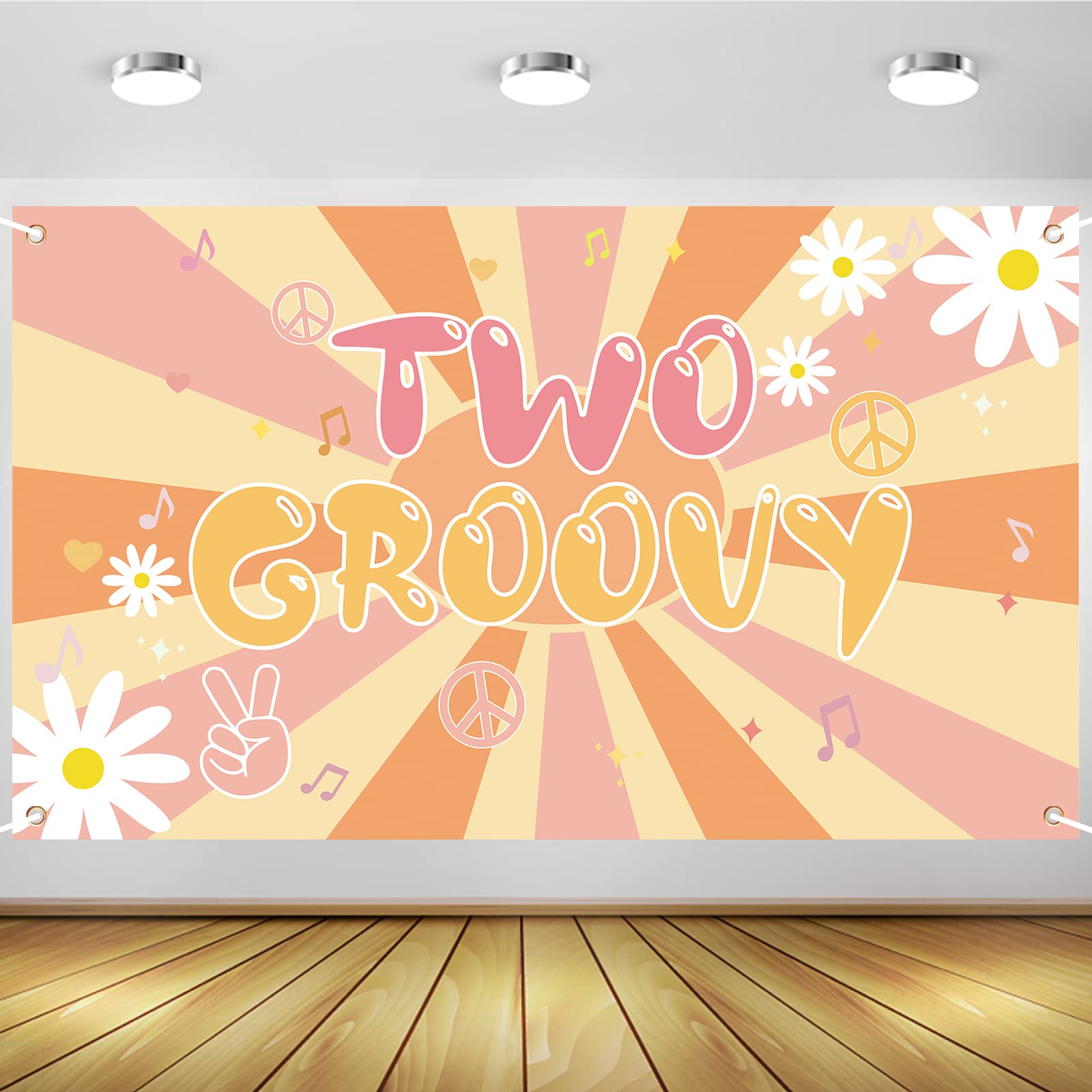 Buy Two Groovy Backdrop Banner Retro Hippie Boho Girl Birthday Party ...