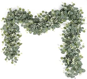 Amazon.com: 1/2 Pack Artificial Eucalyptus Garland, Artificial Eucalyptus Leaves Greenery ...