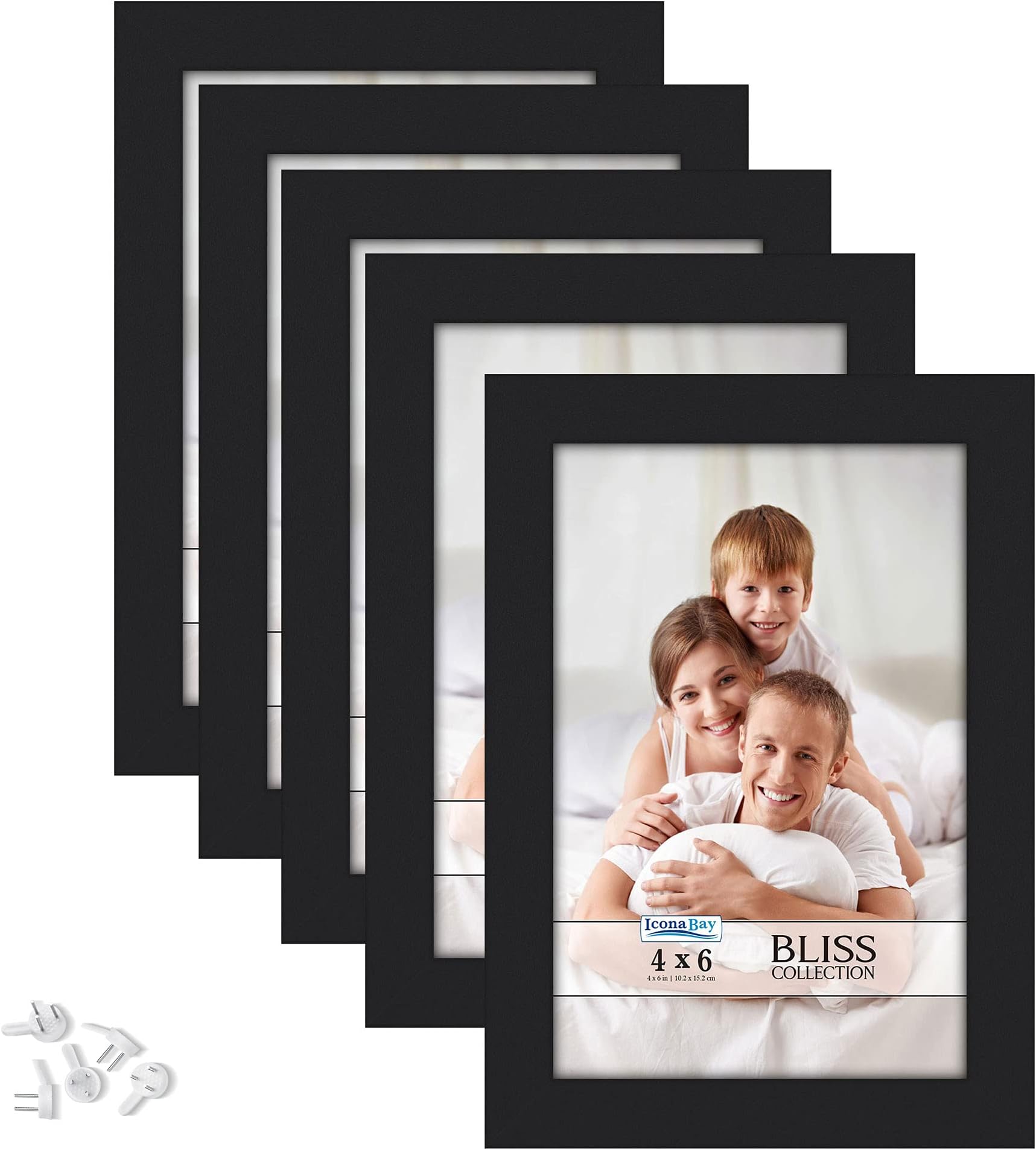 Icona Bay 6x4 inch Picture Frames (Black, 6 Pack) Beautifully Detailed ...