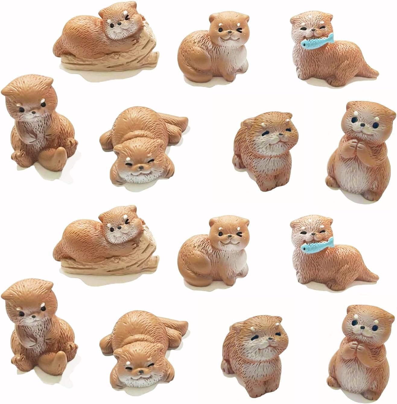 Amazon.com: Mejixiwell 14 Pcs Miniature Otters Figurines Tiny Otters ...