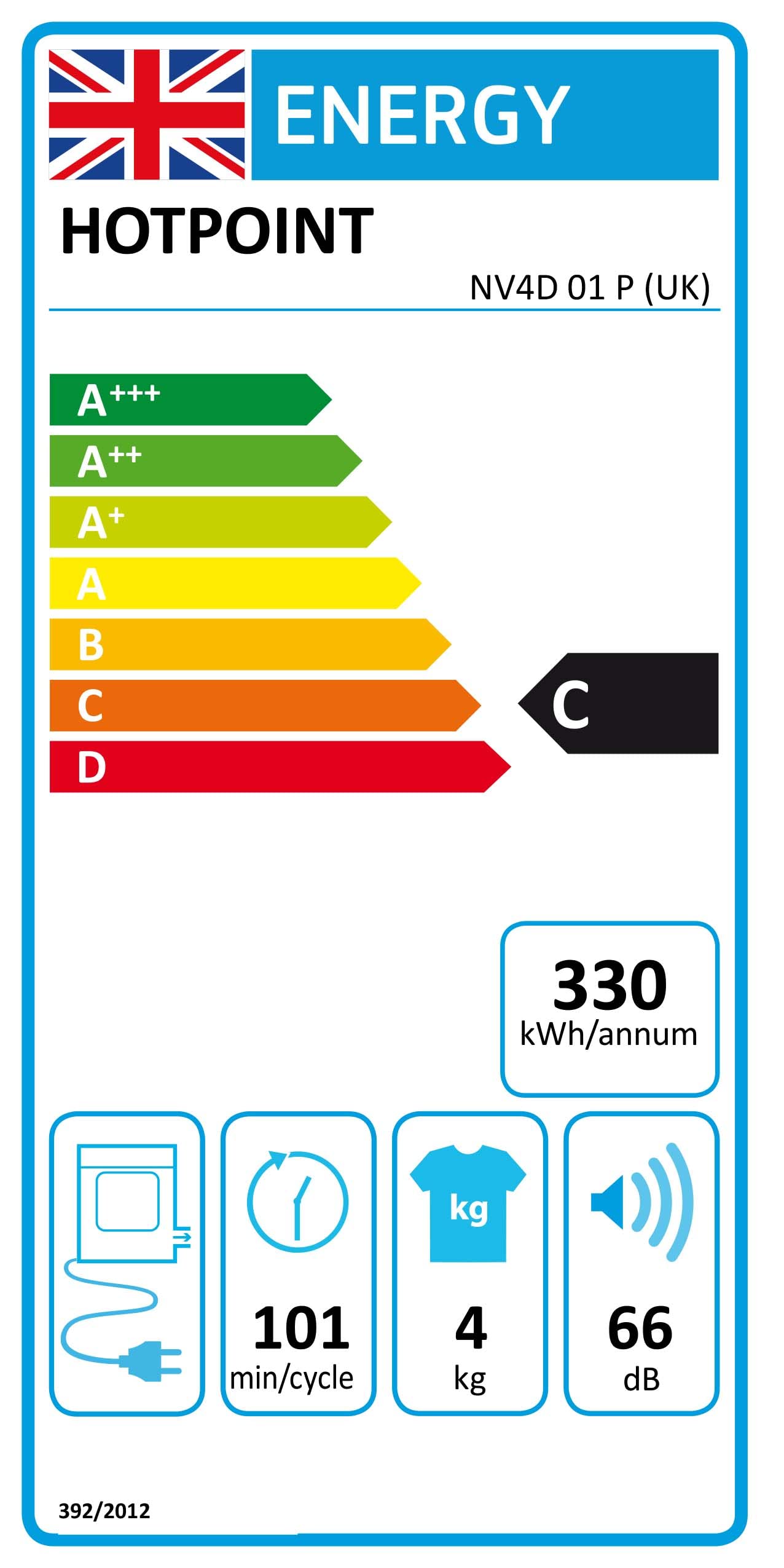 Amica ADV7CLCW Tumble Dryer Vented White Freestanding 7 Kilogram C ...