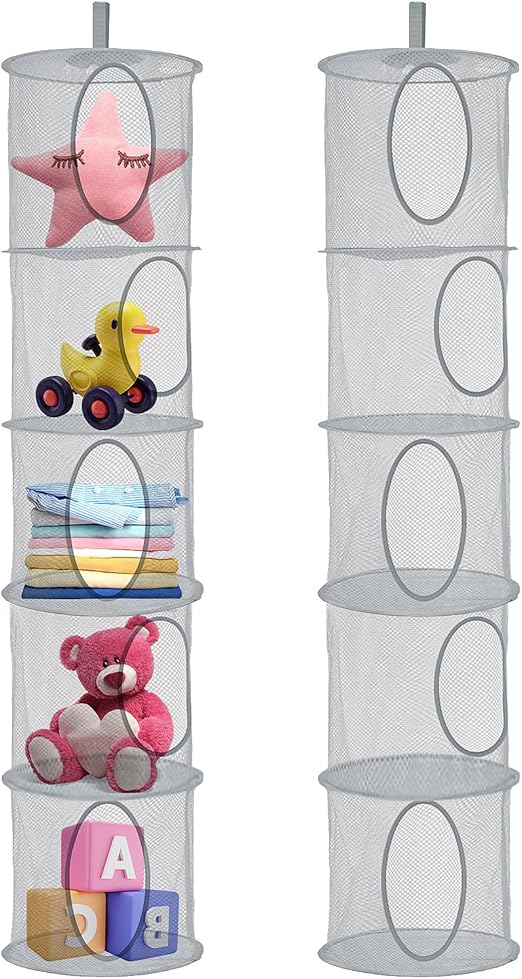 UESDU 2 PCS Hanging Mesh Storage Net, 5 Tier Hanging Storage Basket ...