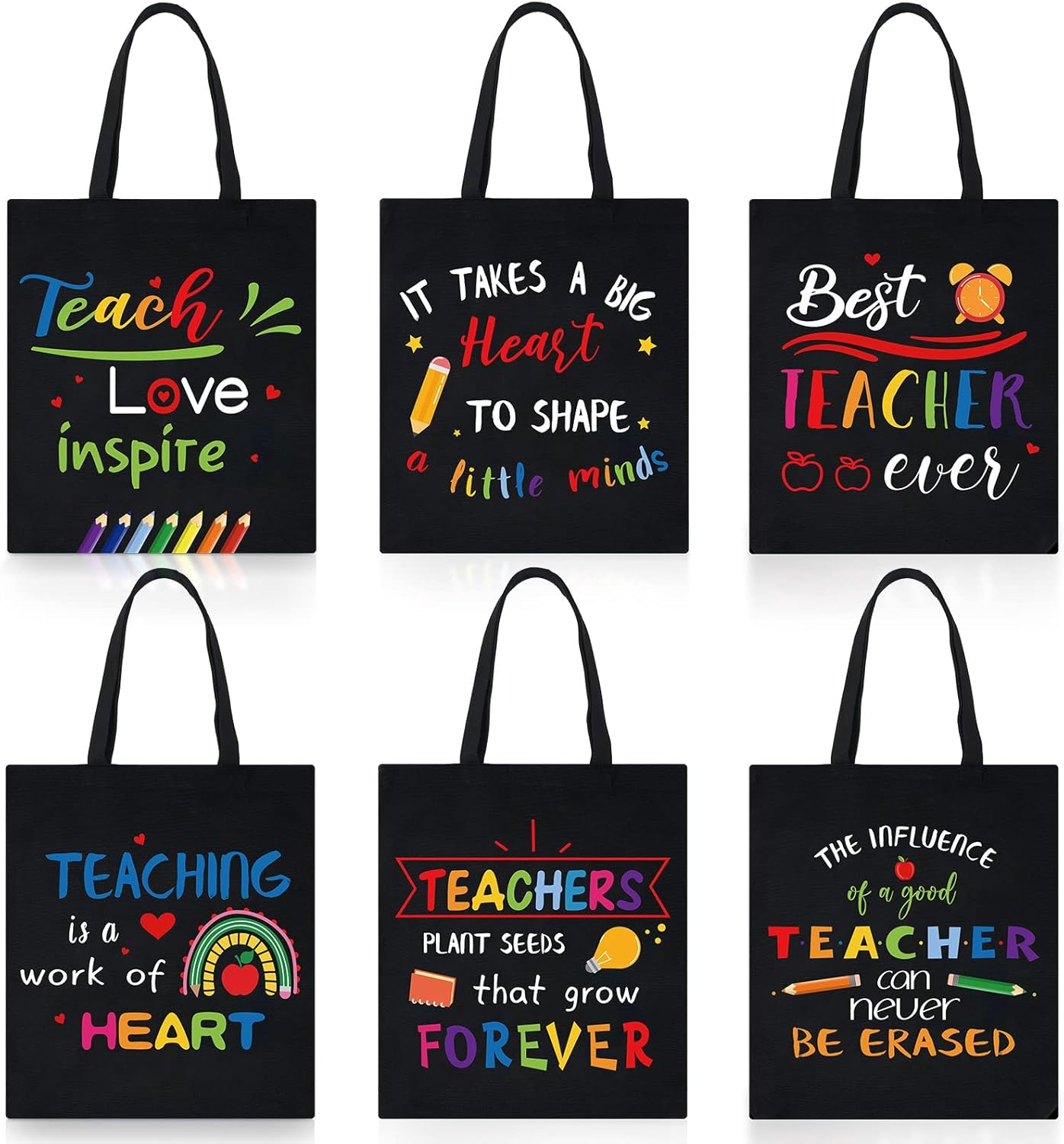Amazon.com - 6 Pcs Teacher Appreciation Gift Tote Bag 15.8 x 15 ...