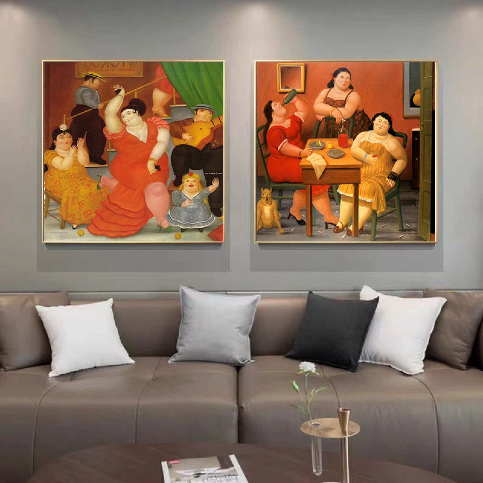 Eroolu Fernando Botero Poster Fat Girl Family Canvas Painting Abstract ...