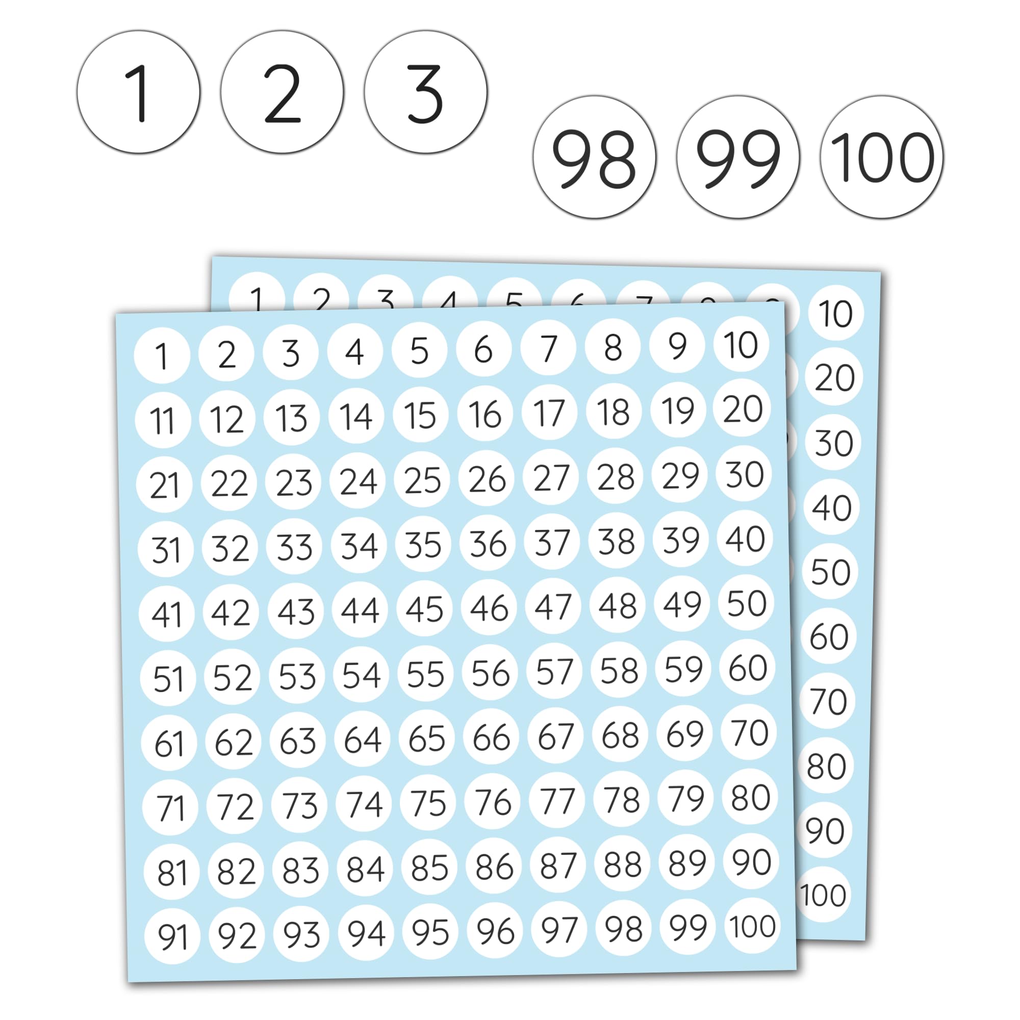 Amazon.com : 50 Sheets, 1-100 Number Stickers Labels - 0.4" Round, 5000 ...