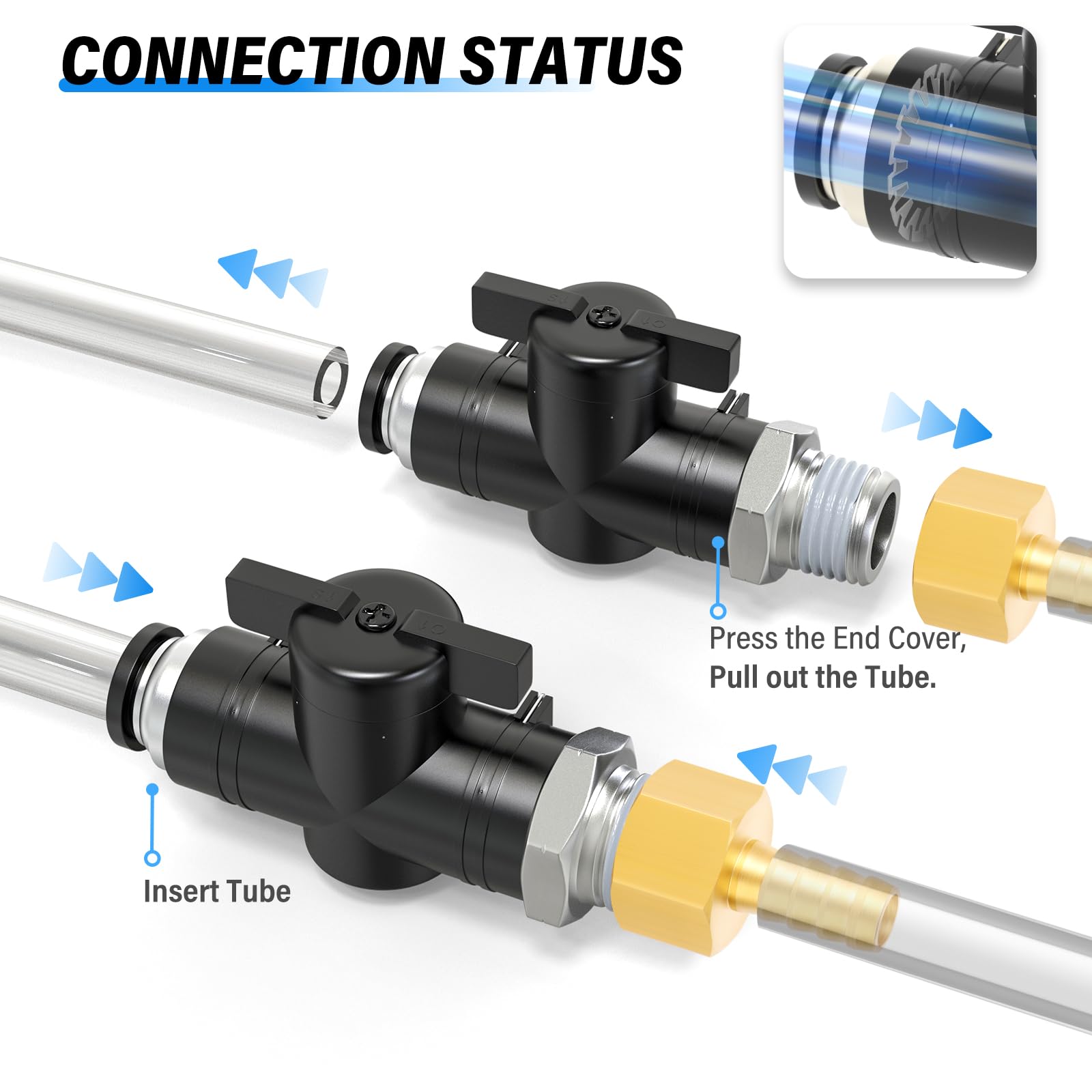 Snapklik.com : 1/4 Inch Tube OD X 1/4 Inch NPT Thread Ball Valve Air ...